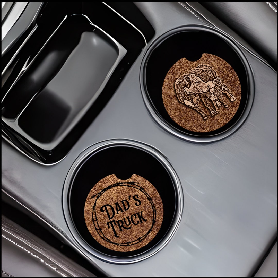 Personalized Stone Car Cupholder Coaster Set, Western Car Coaster ...