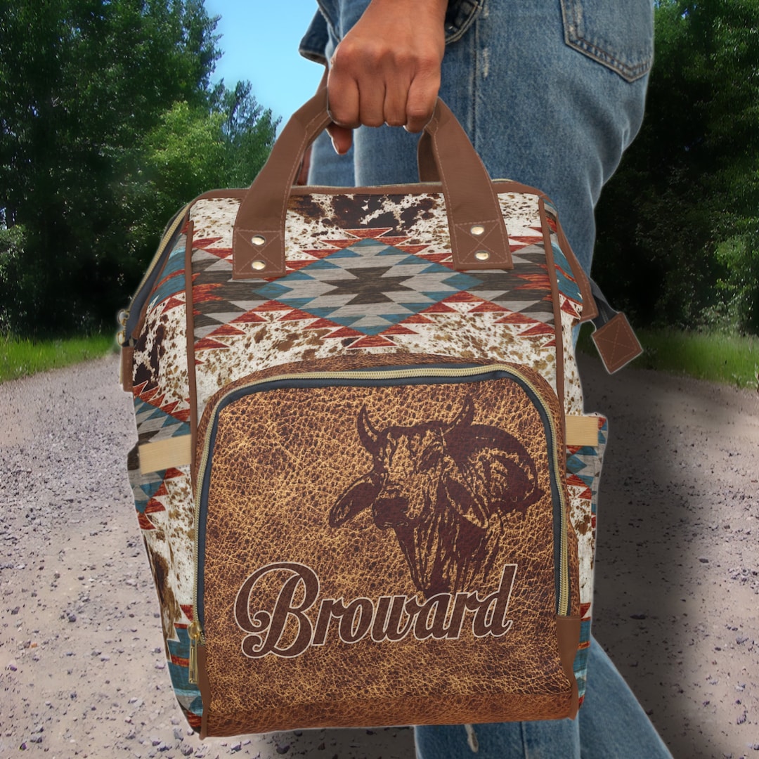 PERSONALIZED Western Backpack Diaper Bag Brahman Cattle Gift for ...