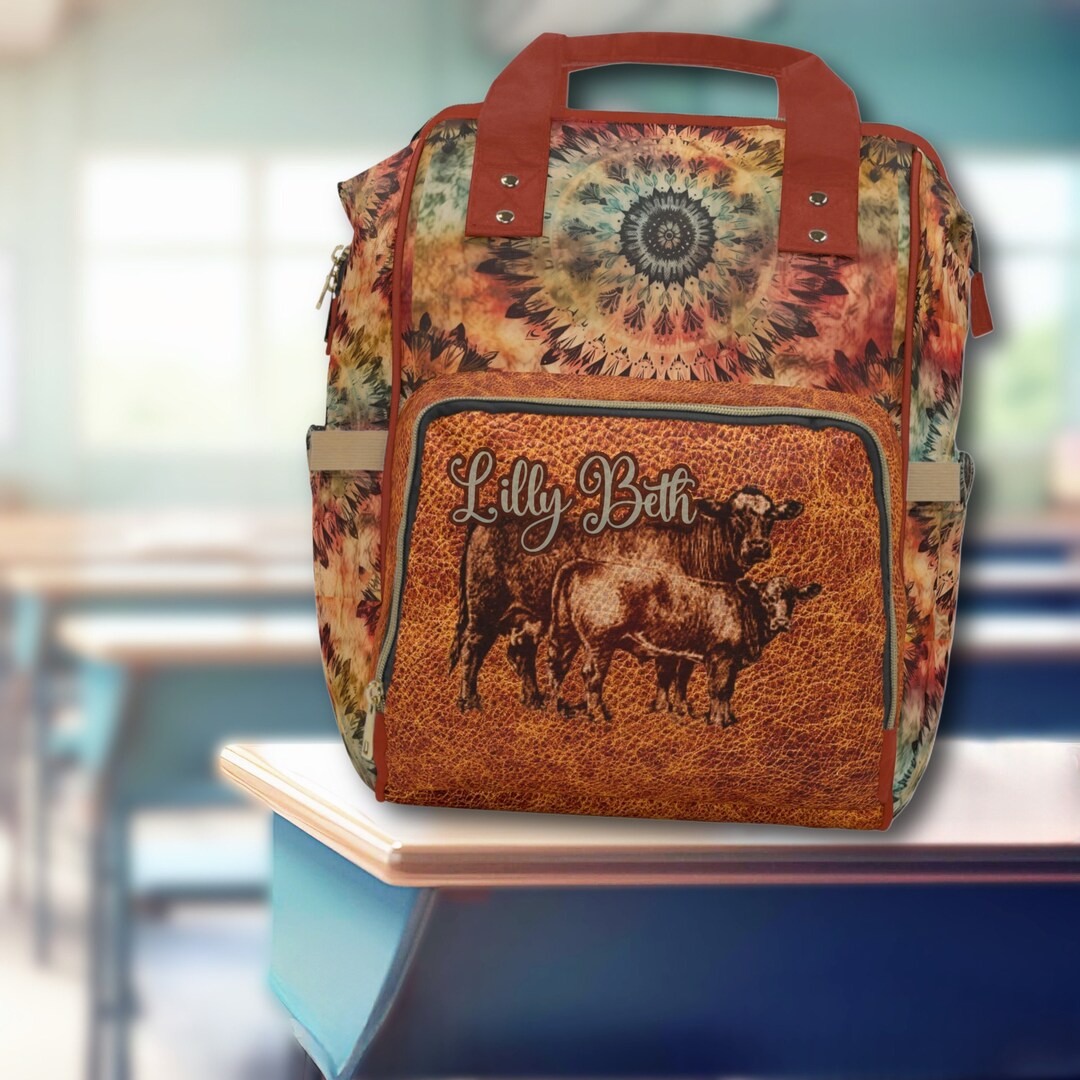 PERSONALIZED Western Back to School Backpack With a Saddle Blanket Cow ...