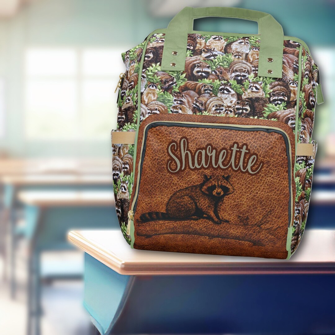 PERSONALIZED Back to School Raccoon Backpack, Fun Raccoon Book Bag ...