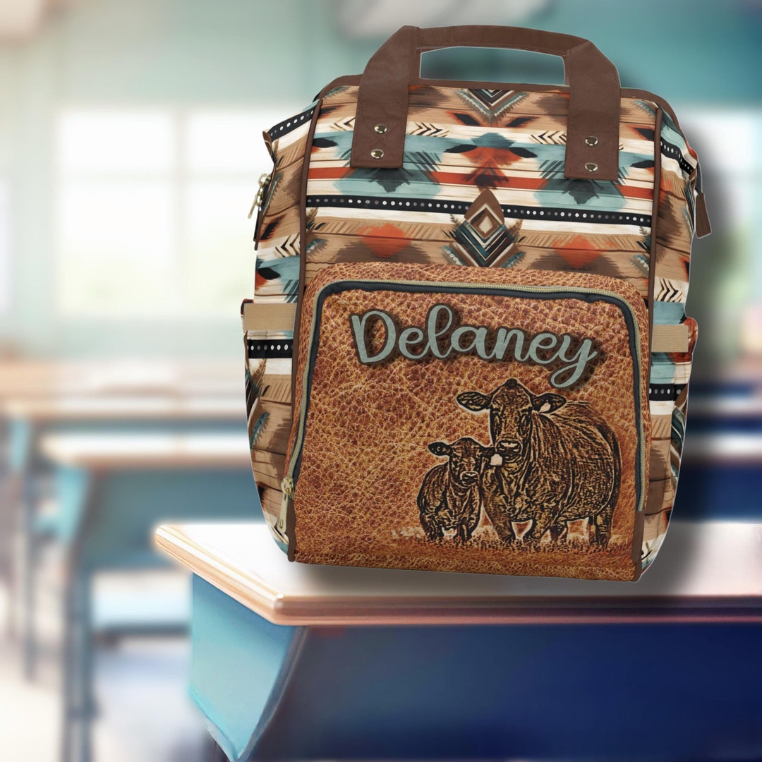 PERSONALIZED Angus Cow Calf Saddle Blanket Print Western Backpack ...