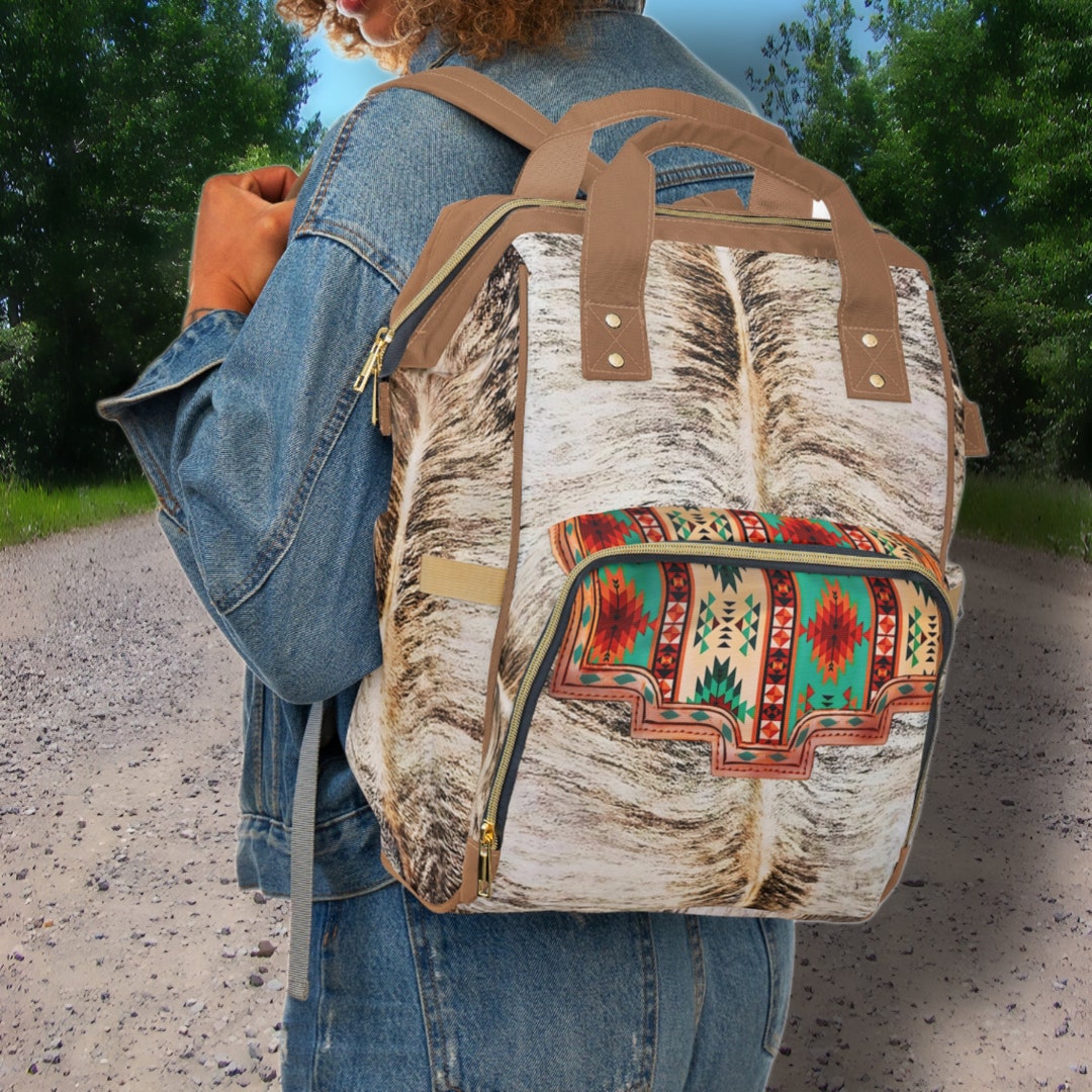 Personalized Western Backpack/diaper Bag, a Hair-on Brindle Cowhide ...