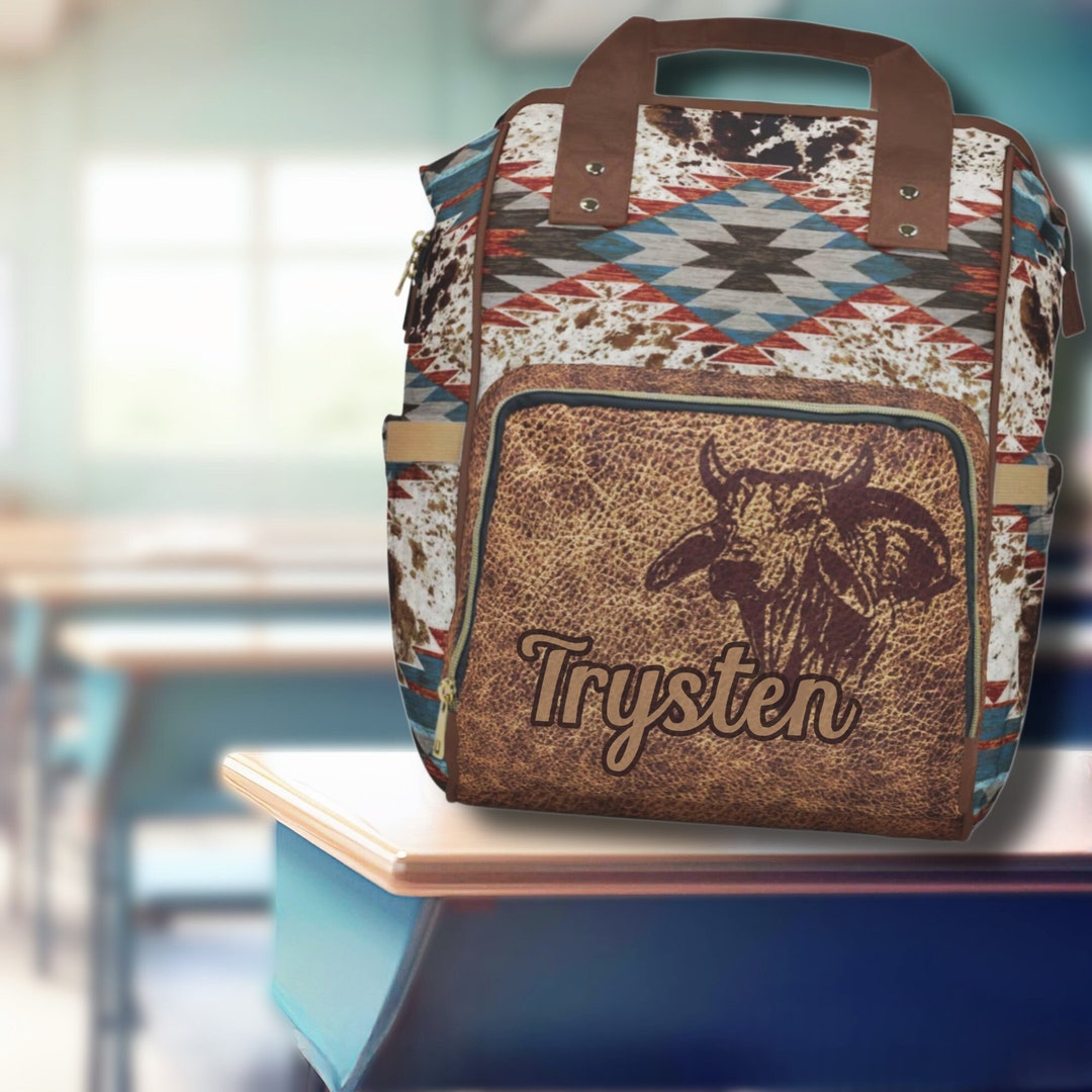 PERSONALIZED Back to School Western Backpack, Brahman Cattle Backpack ...