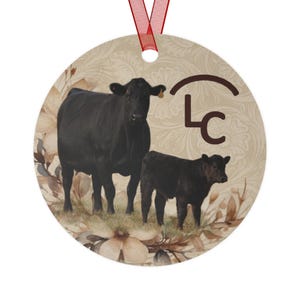 PERSONALIZED Angus Cow & Calf Christmas Ornament, Custom Western ...