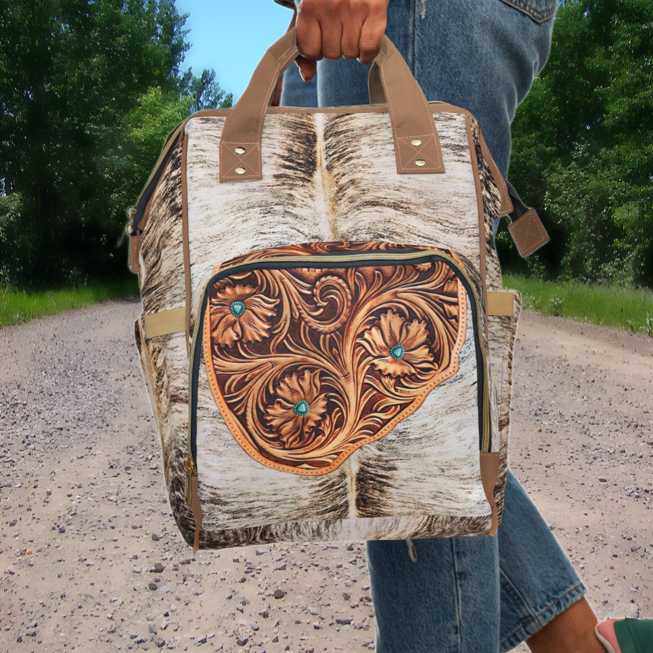 Personalized Western Backpack/diaper Bag a Hair-on Brindle - Etsy