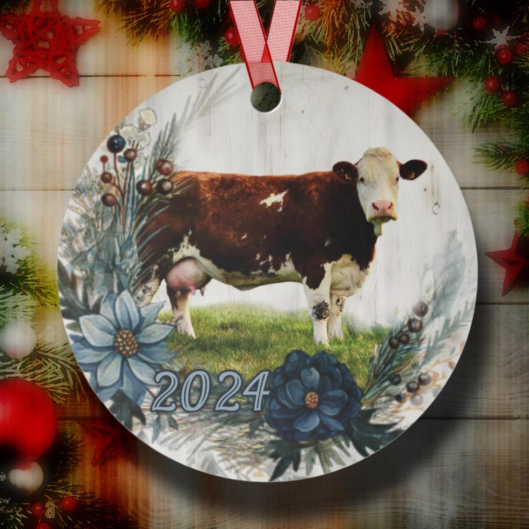 PERSONALIZED Simmental Christmas Ornament, Custom Cow Calf Western ...