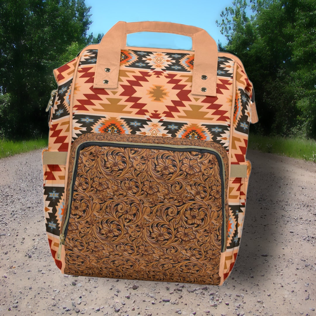 PERSONALIZED Western Backpack/diaper Bag - Saddle Blanket & Carved ...