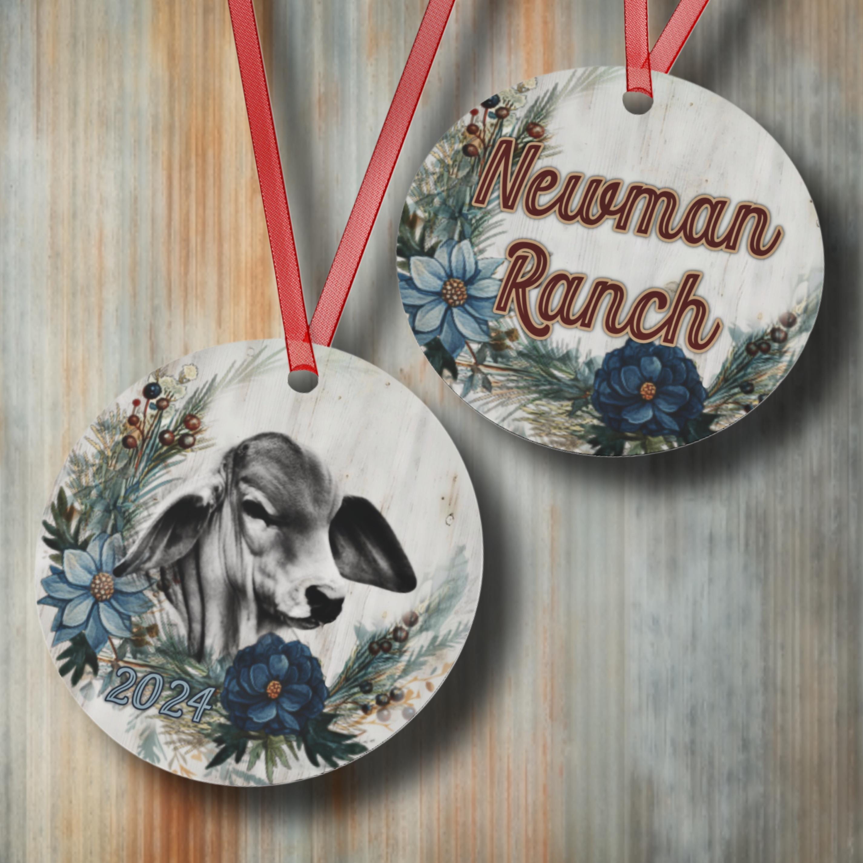 PERSONALIZED Brahman Calf Christmas Ornament, Custom Santa Gertrudis ...