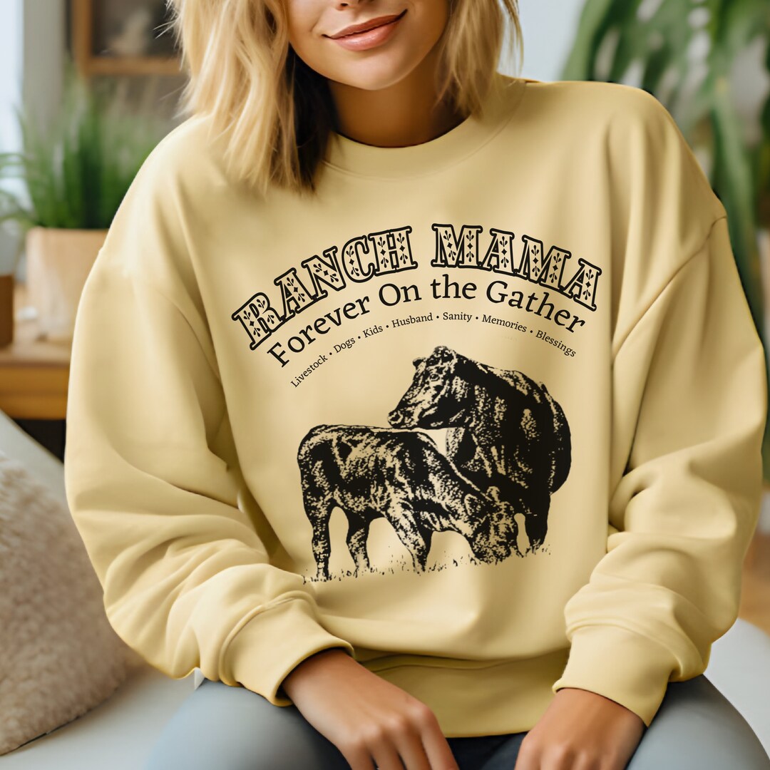 Comfort Colors® RANCH MAMA Angus Cow Sweatshirt, Farm Ranch Cow Mom ...