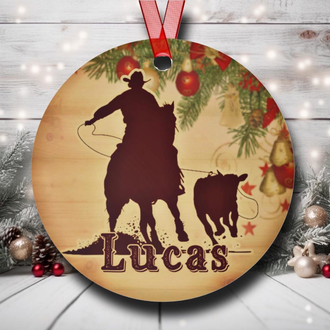 PERSONALIZED Calf Roper Cowboy Western Ornament, Rodeo Custom Christmas ...