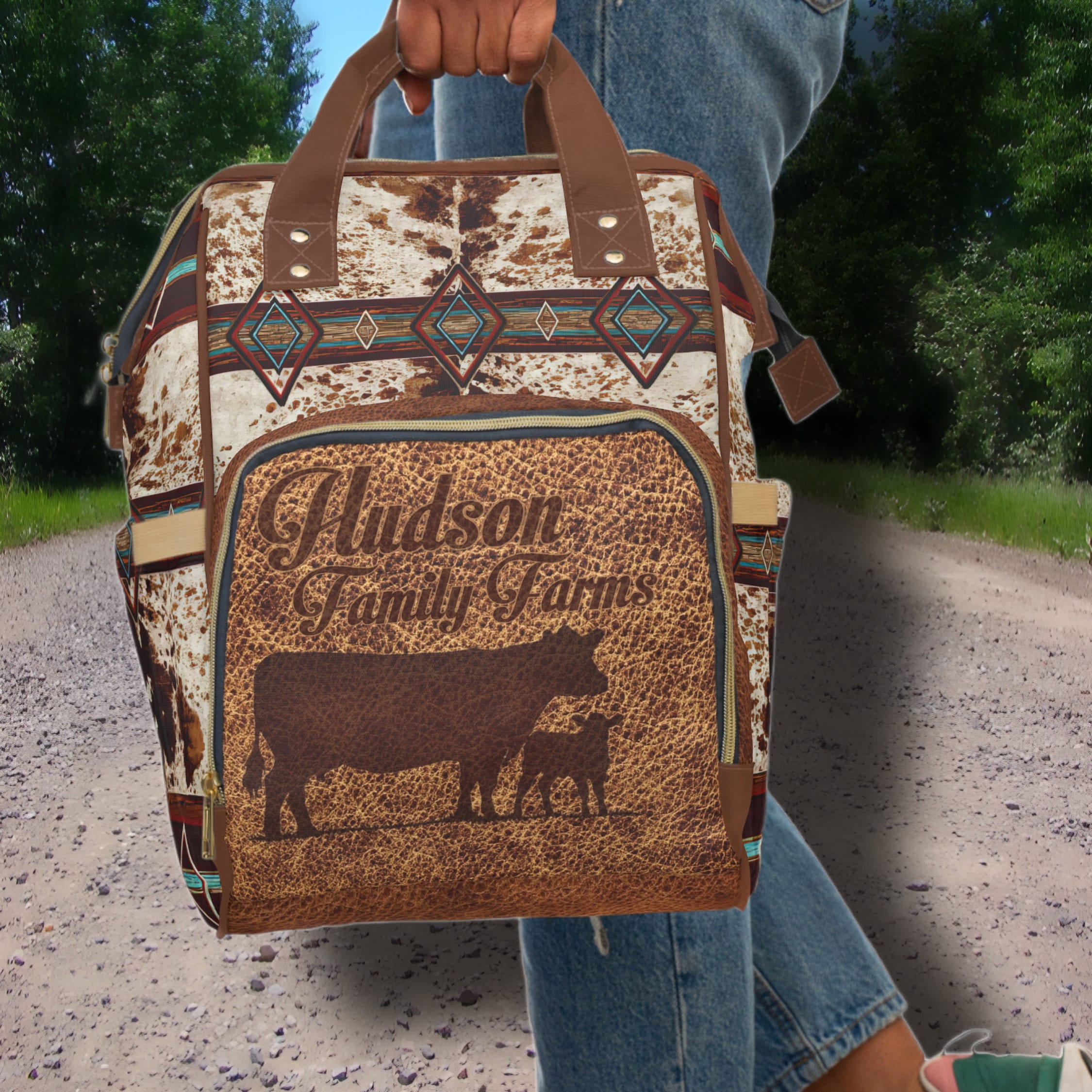 PERSONALIZED Western Backpack Diaper Bag Rustic Cattle Gift for Rancher ...