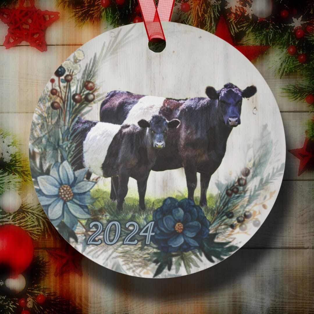 PERSONALIZED Belted Galloway Christmas Ornament, Custom Cow Calf ...