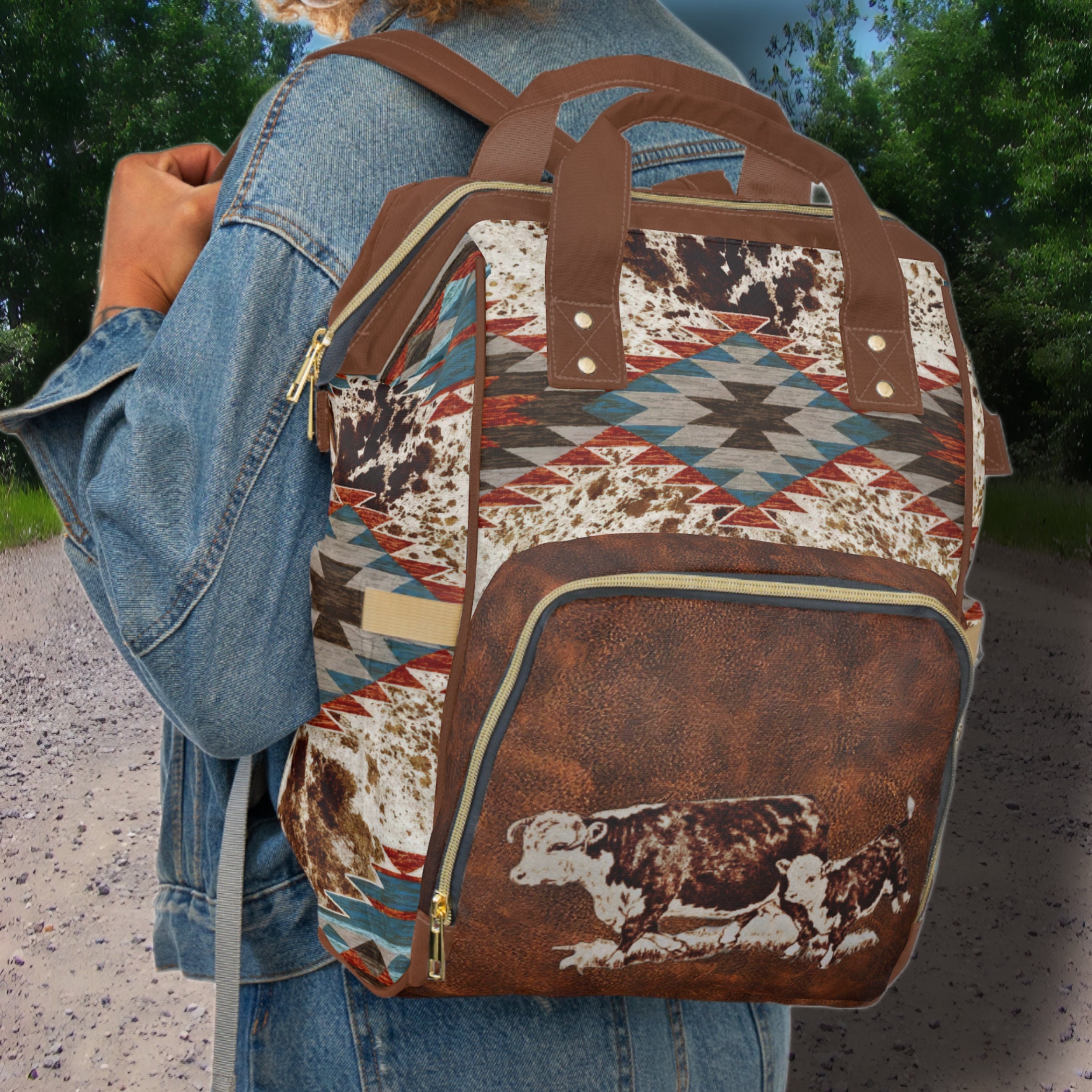 PERSONALIZED Western Backpack Horned Hereford Cattle Gift for Rancher ...