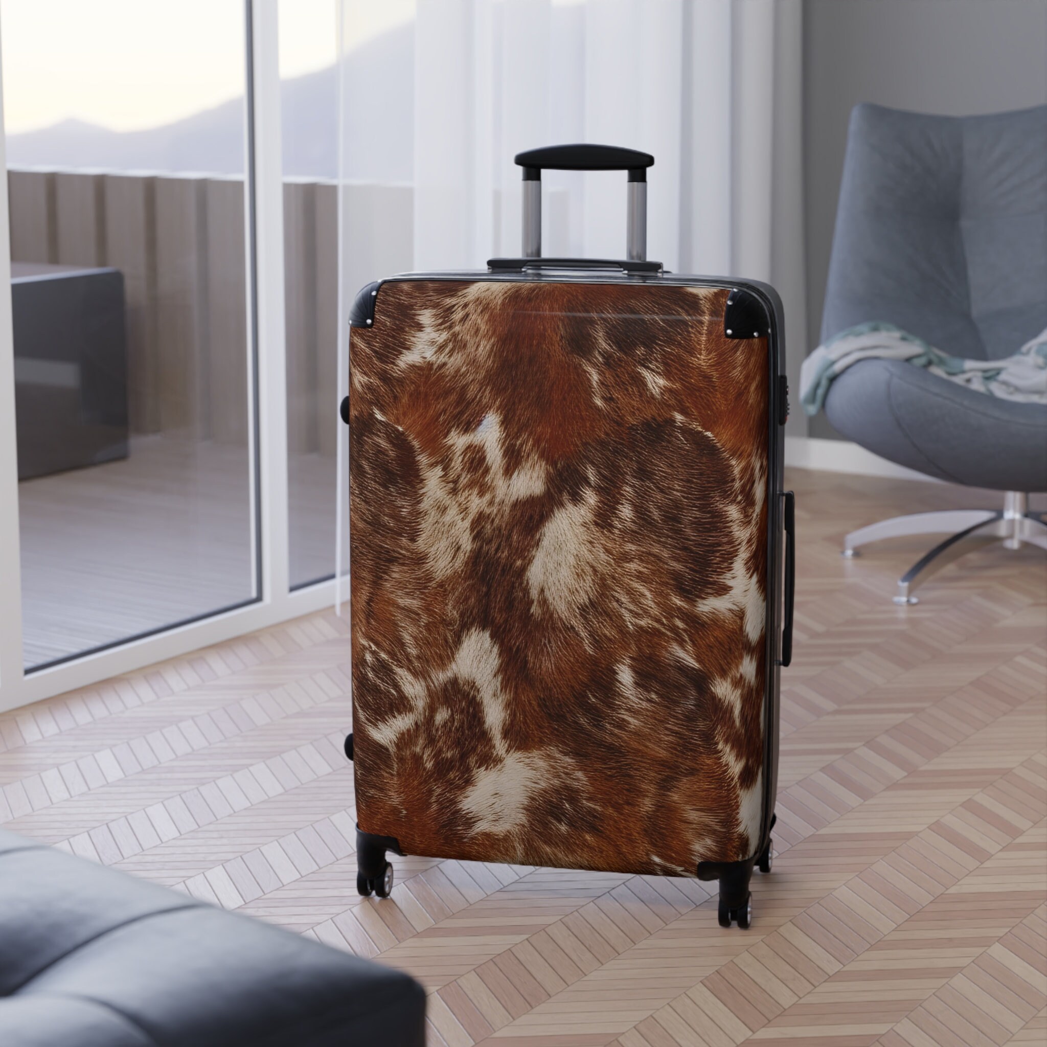 PERSONALIZED Western Suitcase Hair-on Cowhide Image Printed Luggage ...