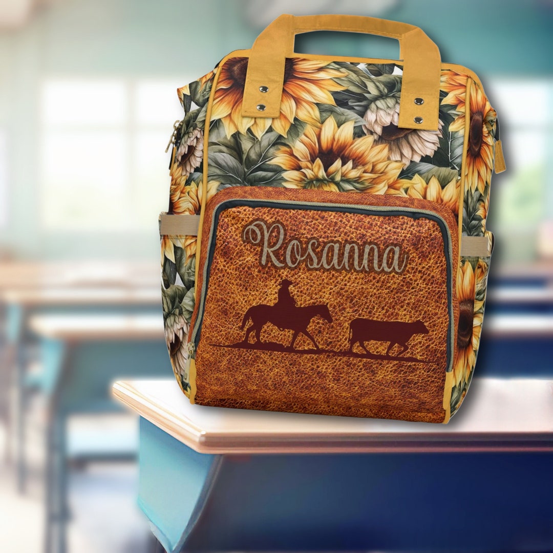 PERSONALIZED Back to School Western Backpack With Sunflower, Horses ...