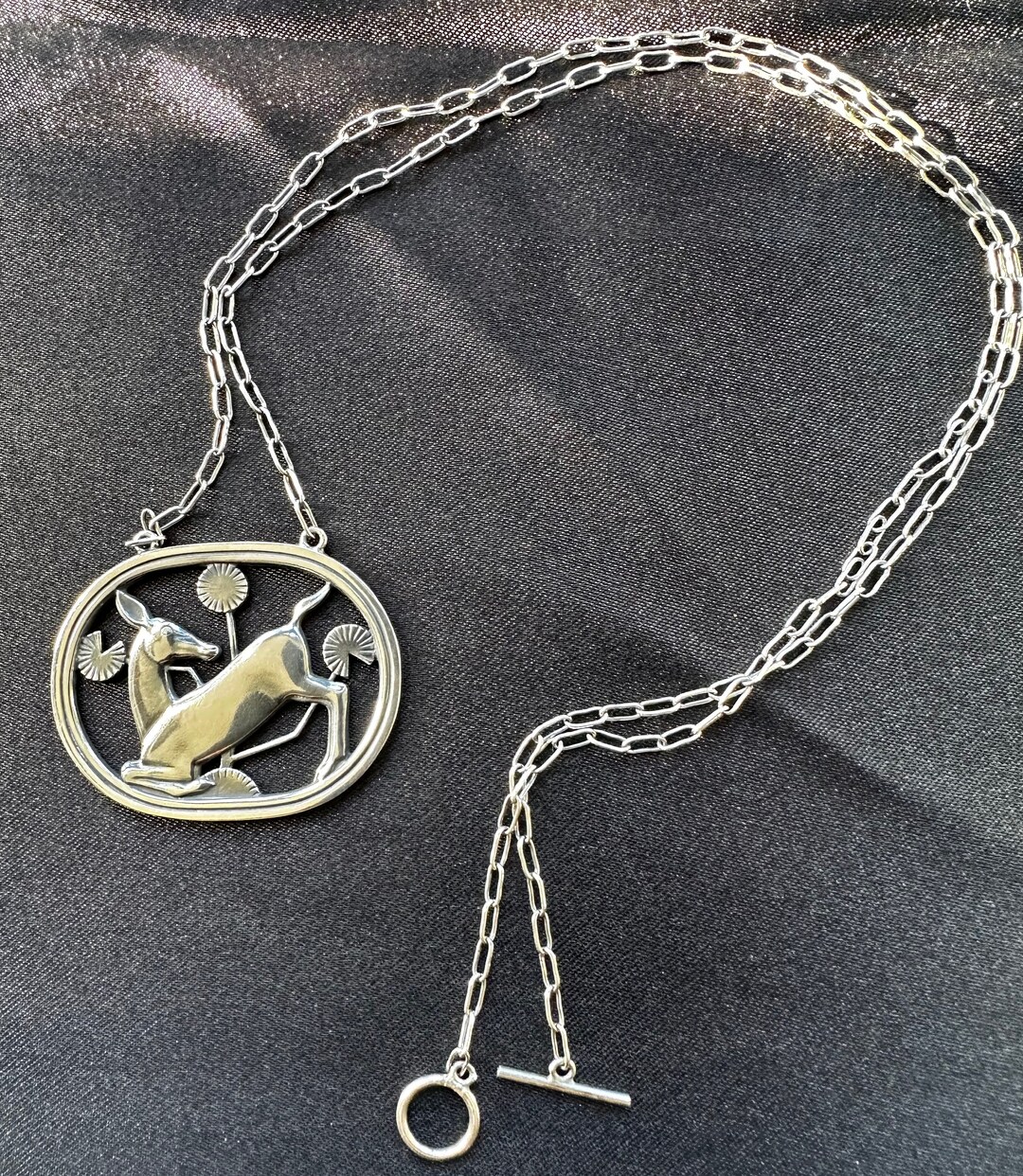 Silver Georg Jenson kneeling Deer Pendant - Etsy