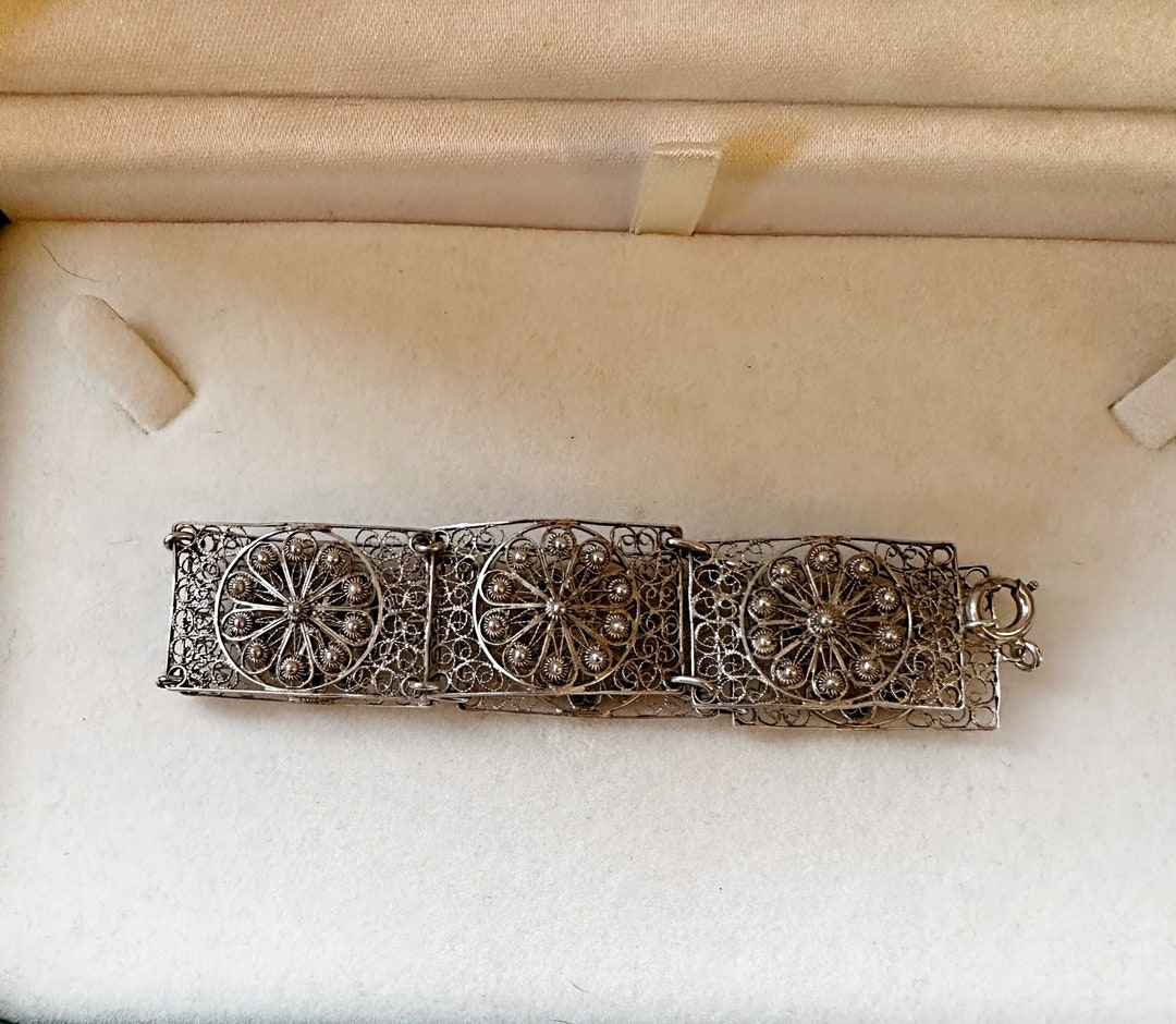 Antique Greek Silver Filigree Bracelet - Etsy