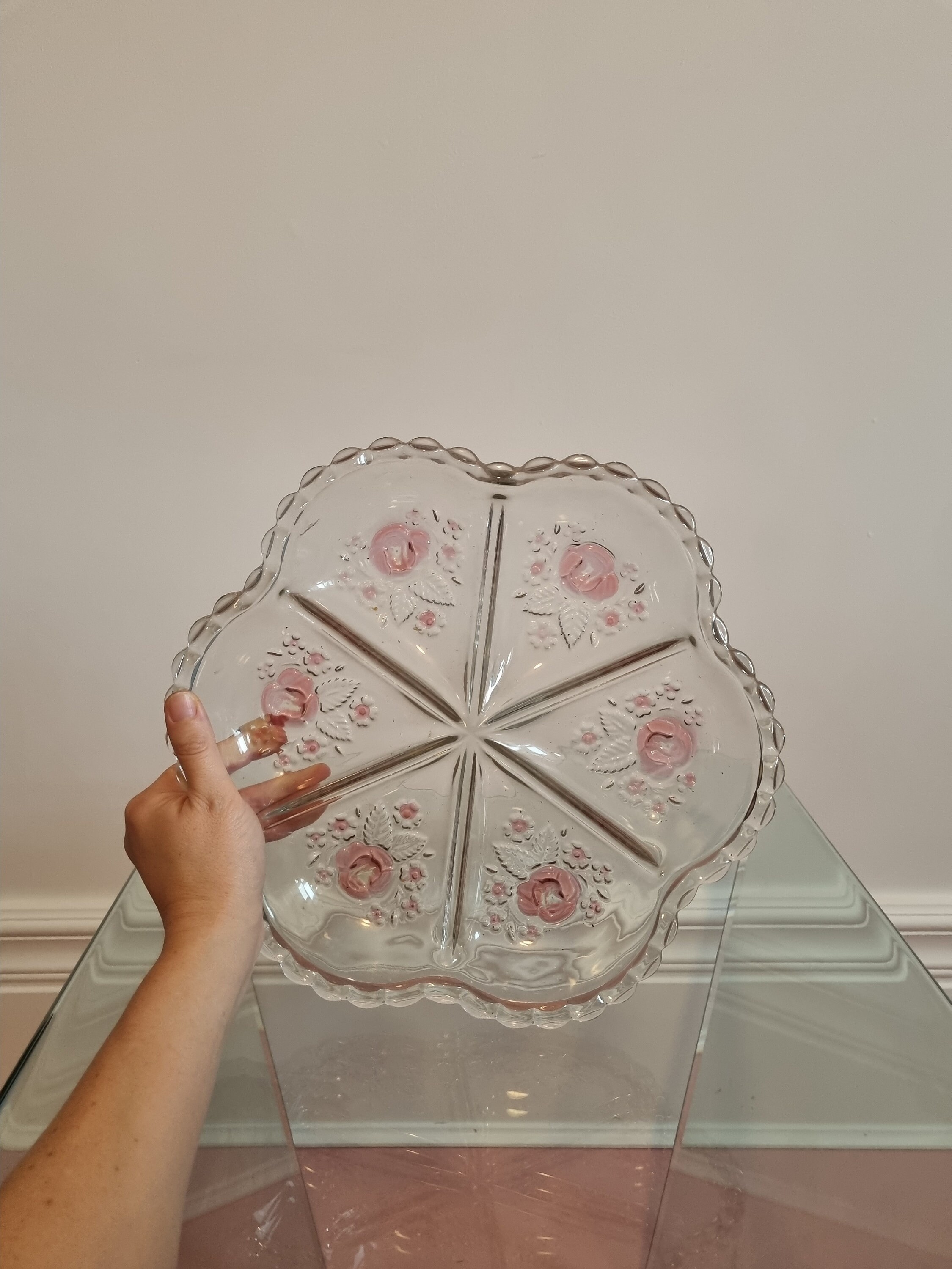 Mikasa Rosella Crystal Pink, Sectional Platter, Nibble Dish by Walther ...