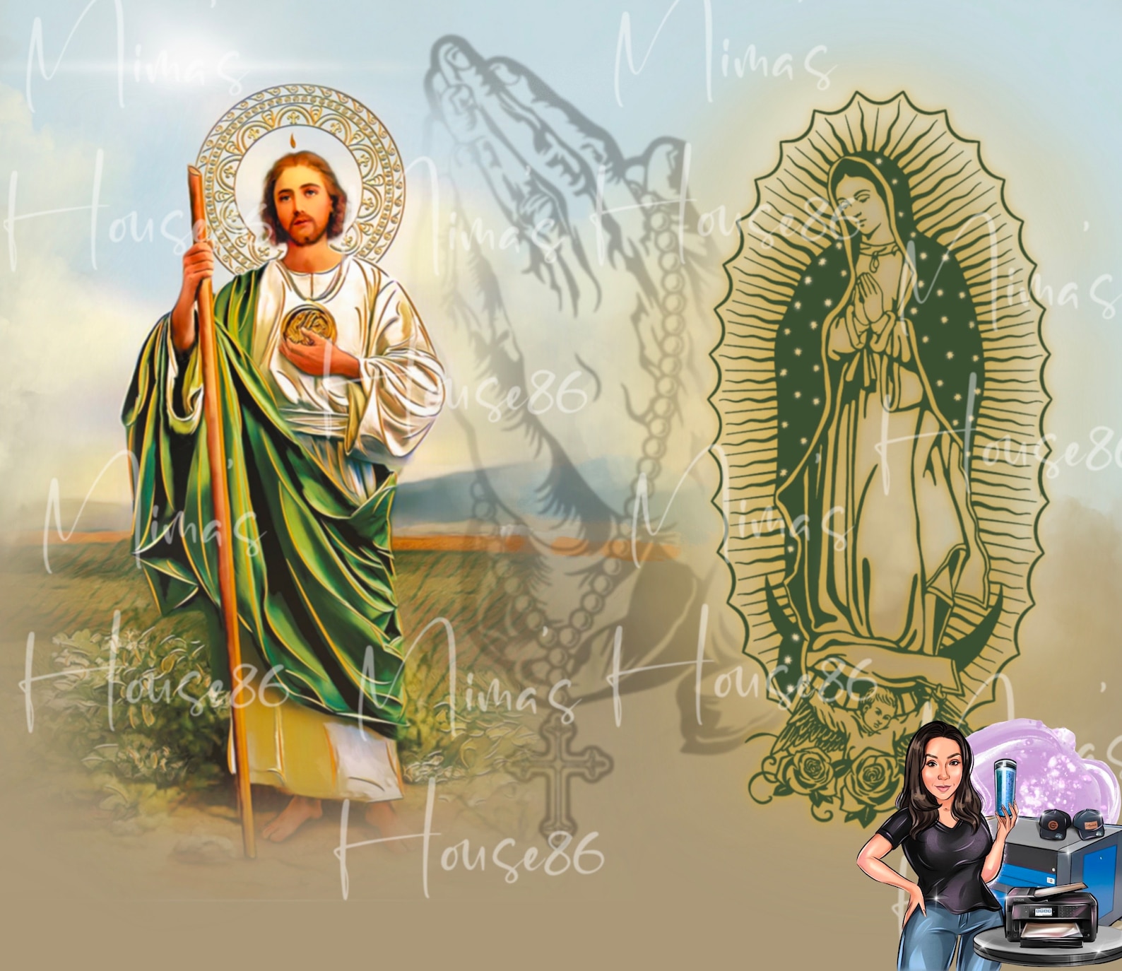 San Judas Tadeo & La Virgen De Guadalupe 20oz Sublimation Tumbler PNG ...