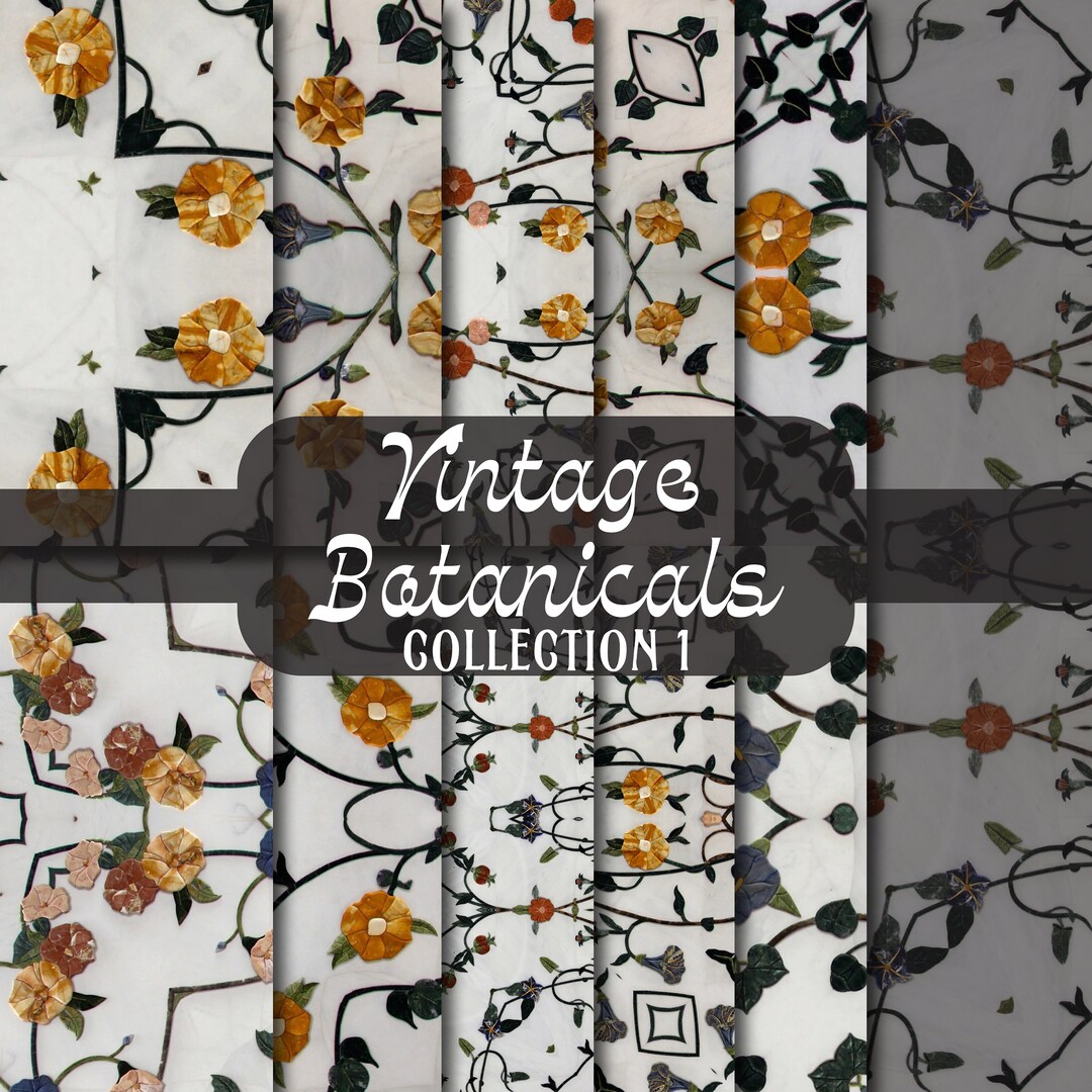 Vintage Botanicals Collection 1 Digital Paper - Scrapbook Paper ...