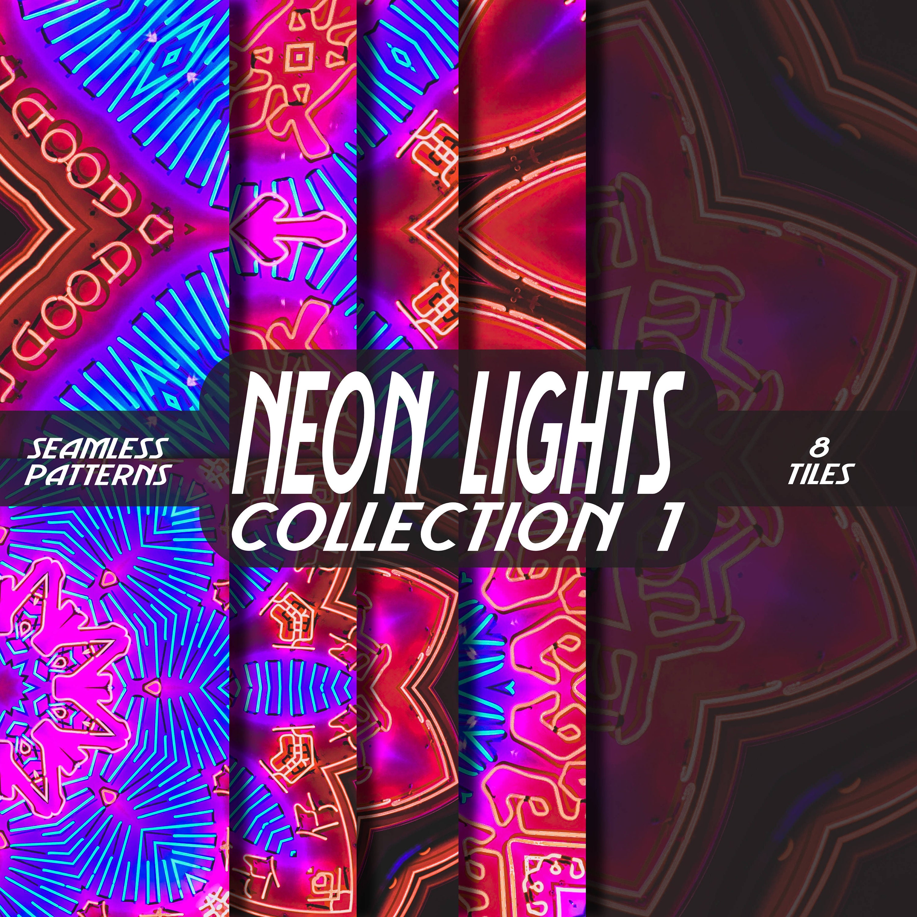 Neon Lights Collection 1 Digital Paper - Scrapbook Paper - Decoupage ...