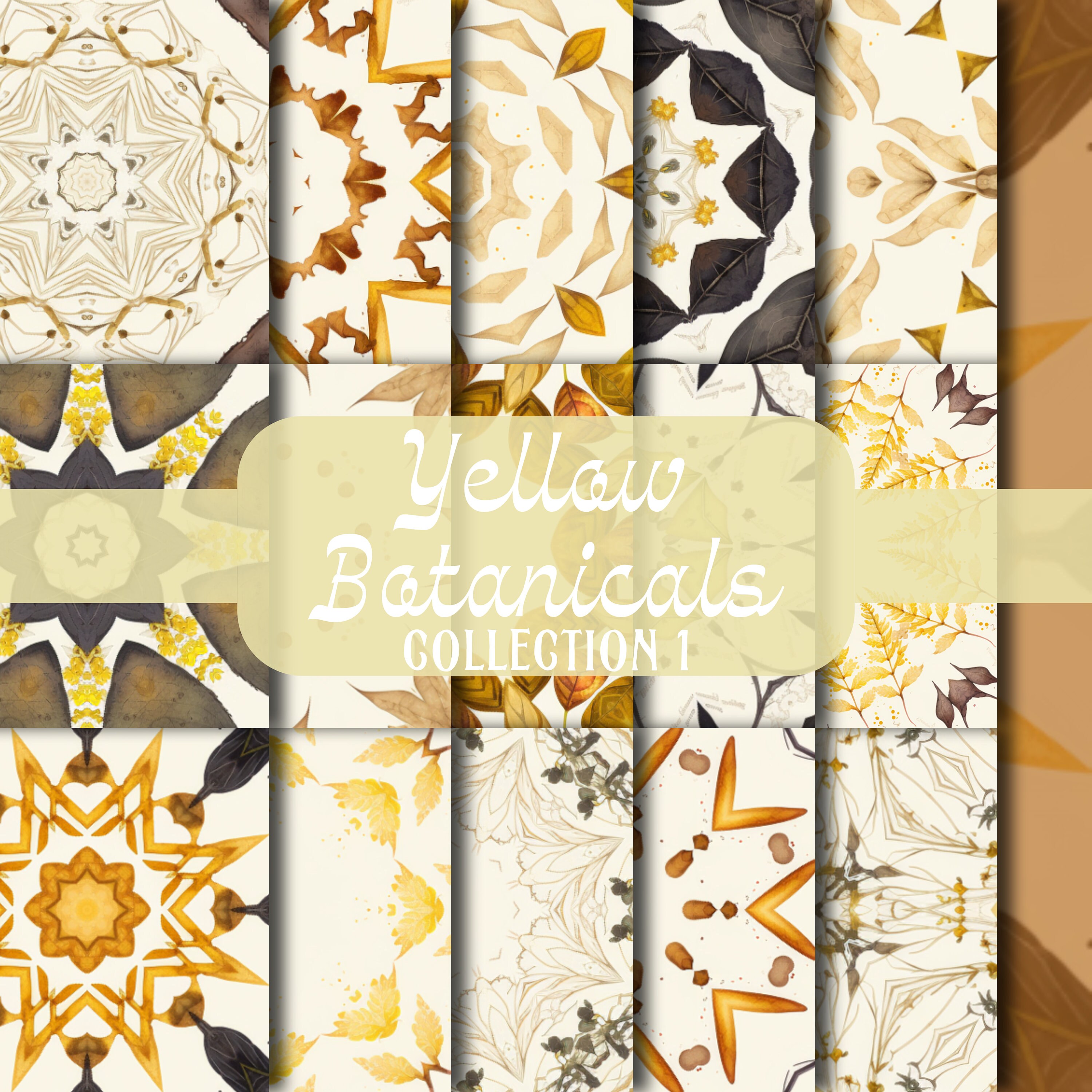 Yellow Botanicals Collection 1 Digital Paper Scrapbook Paper - Etsy