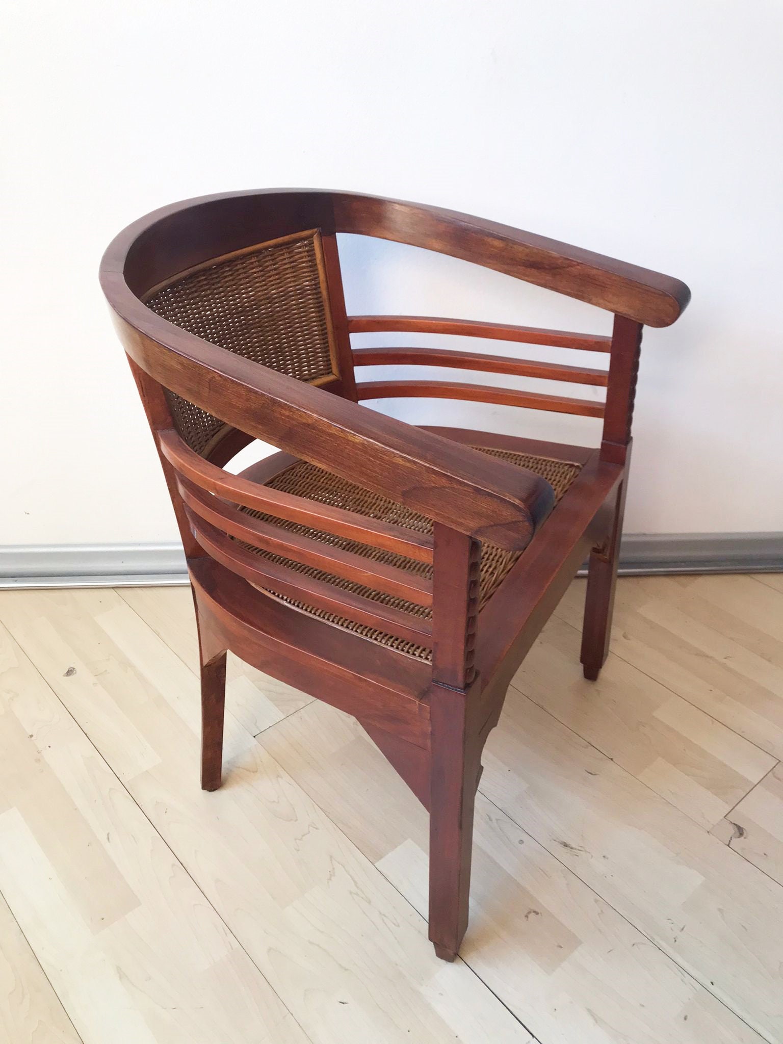 Study Armchair, Vintage Dutch Colonial Style Chair in Solid Wood and ...