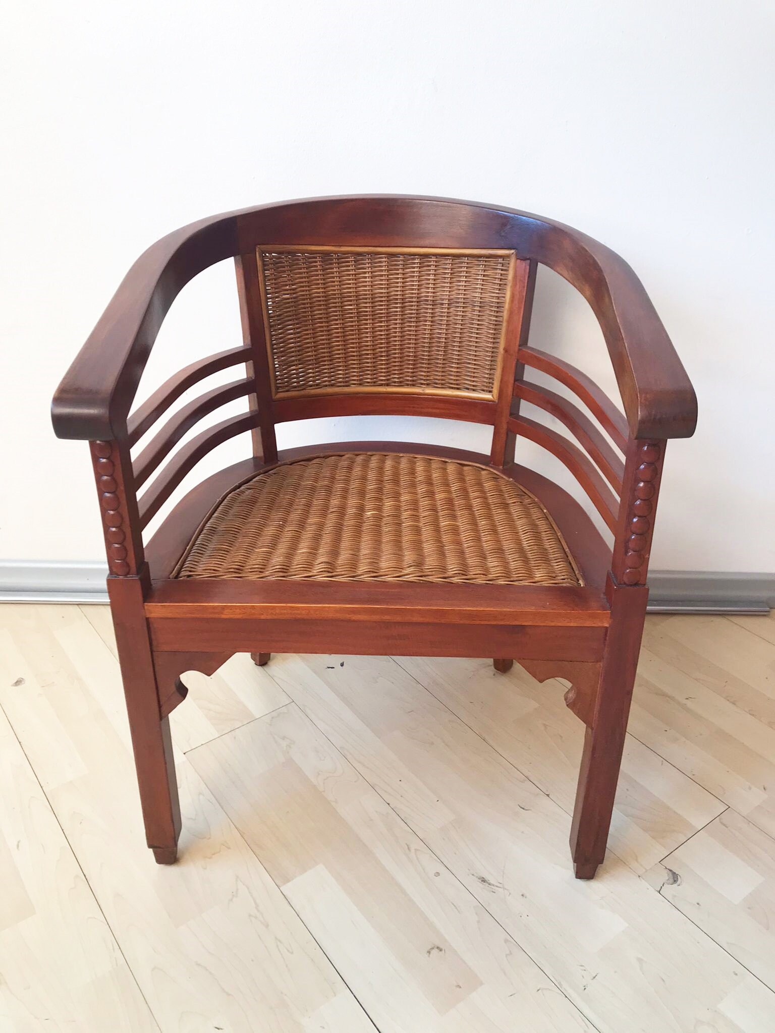 Study Armchair, Vintage Dutch Colonial Style Chair in Solid Wood and ...