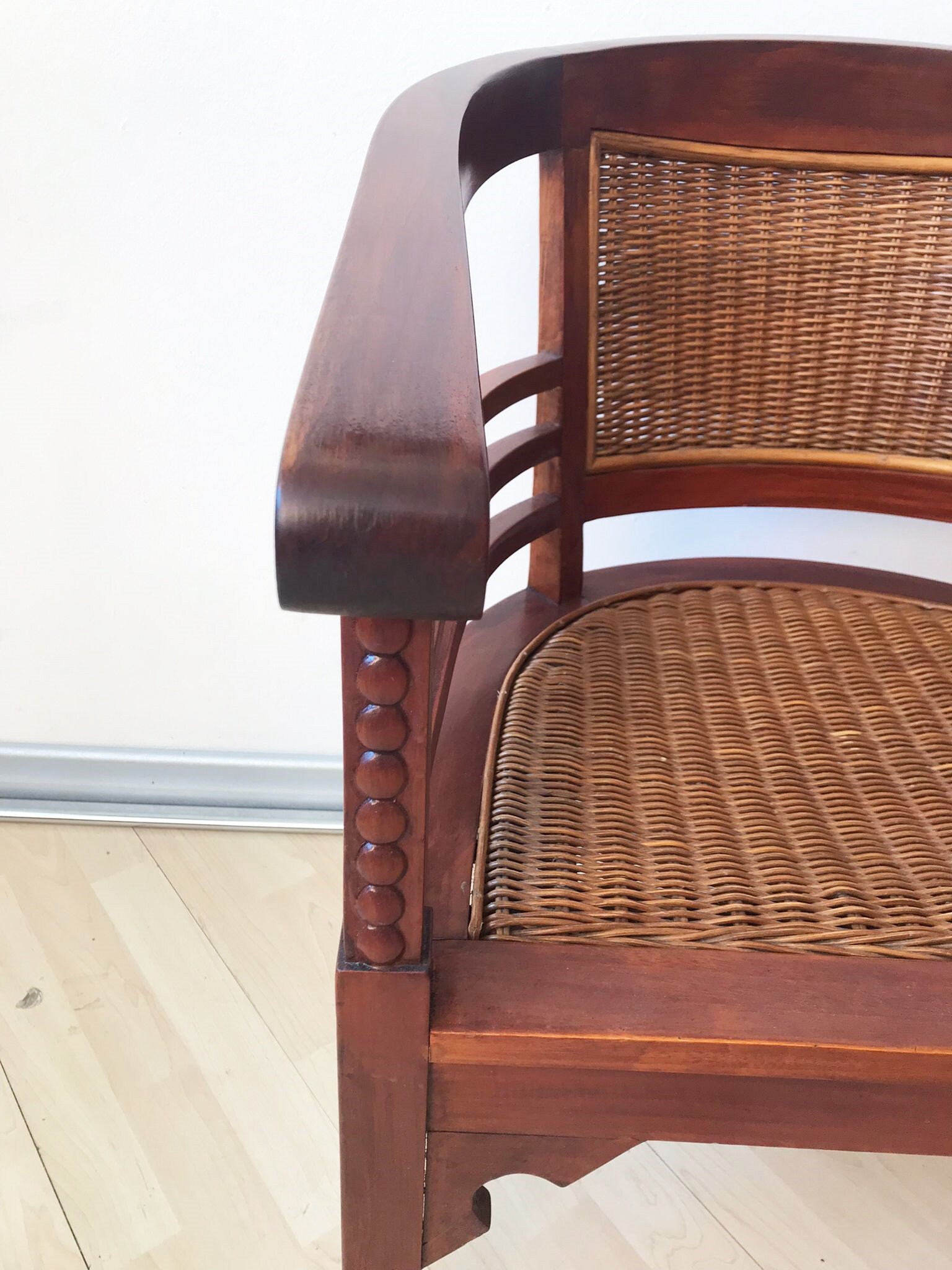 Study Armchair, Vintage Dutch Colonial Style Chair in Solid Wood and ...