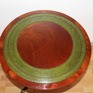 Mahogany Coffee Table, English Green Leather Top, Vintage Regency Style ...