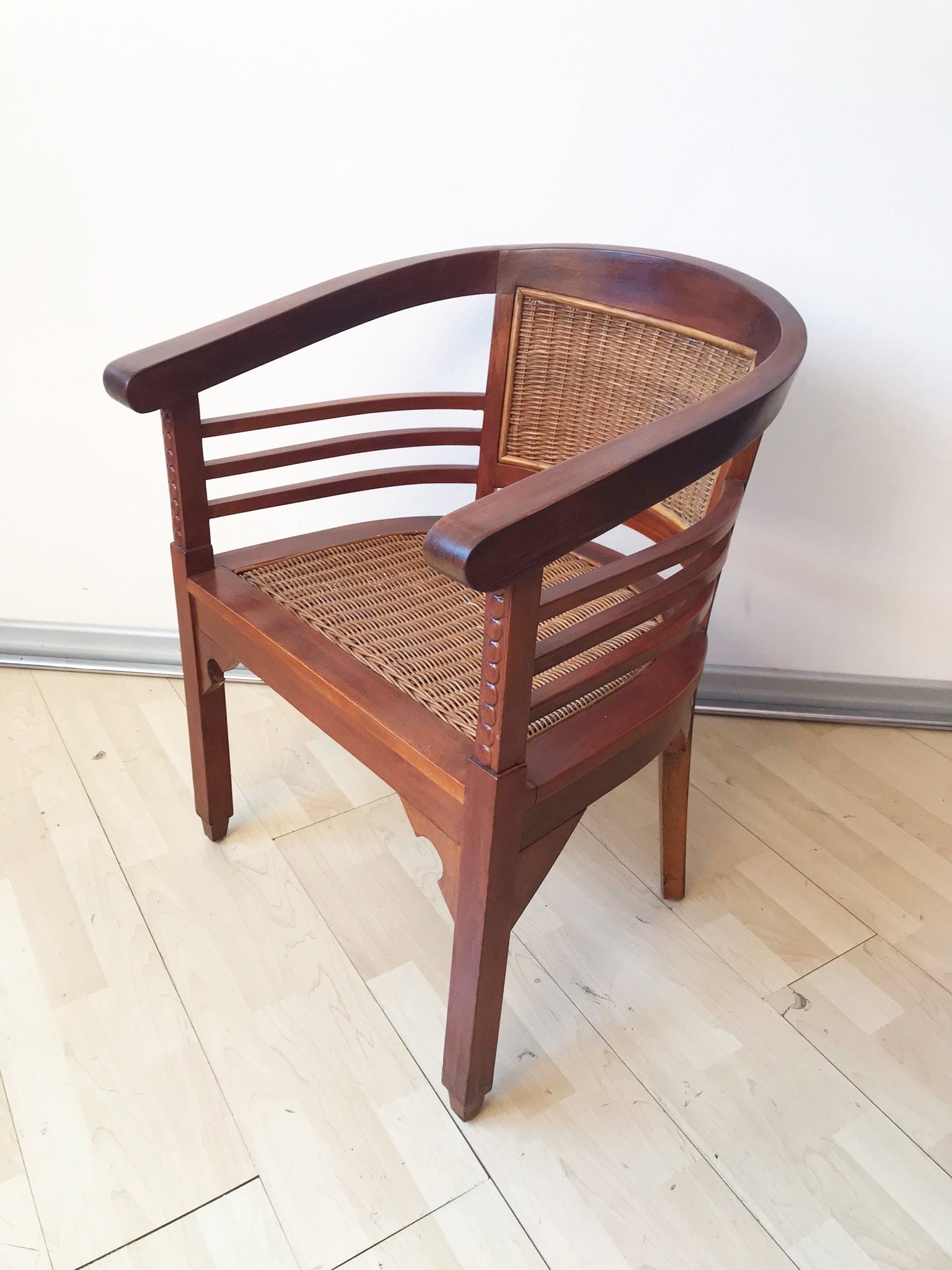 Study Armchair, Vintage Dutch Colonial Style Chair in Solid Wood and ...