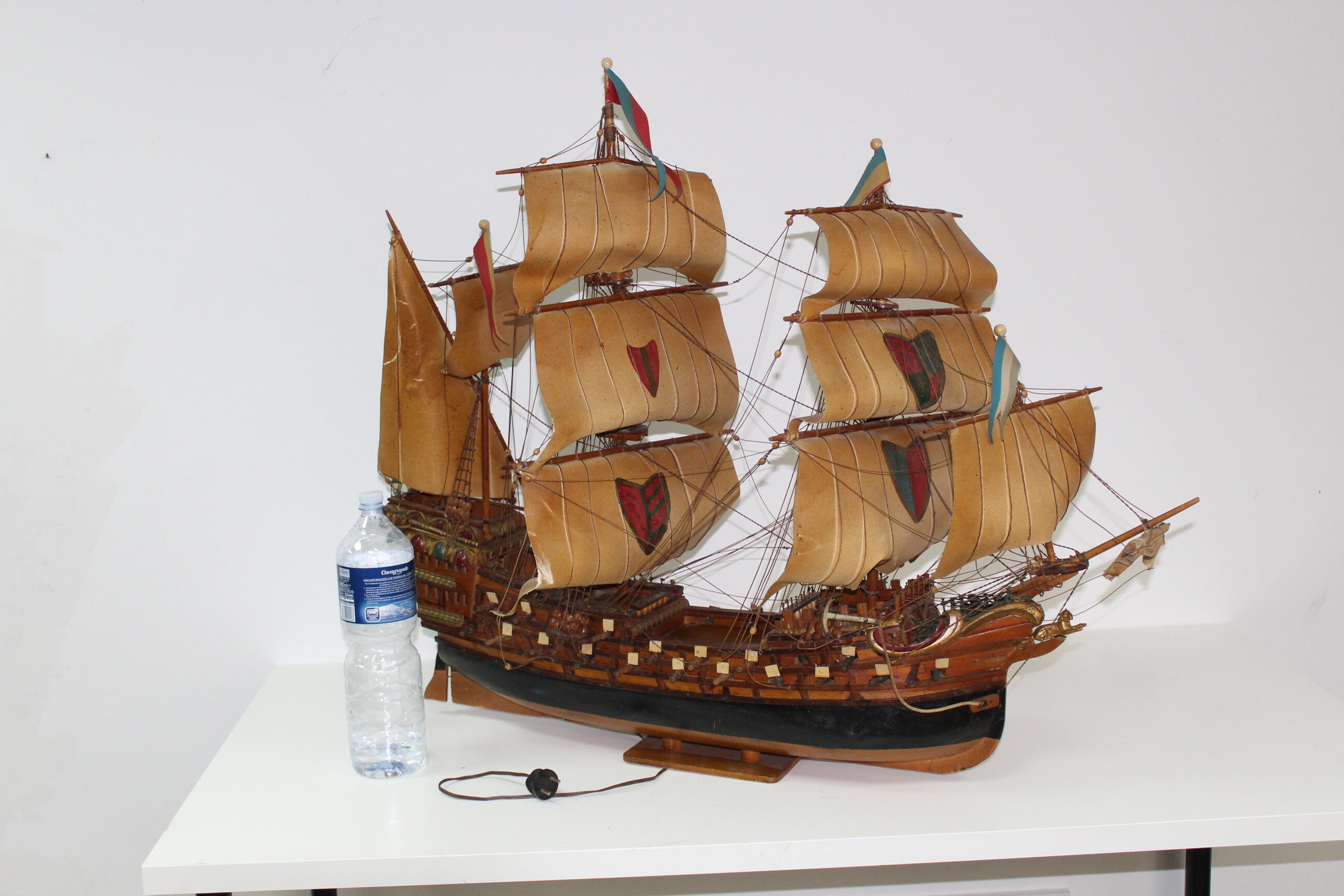Ancient Sailing Ship, Handcrafted Vintage Ship With Light 1930/60 ...