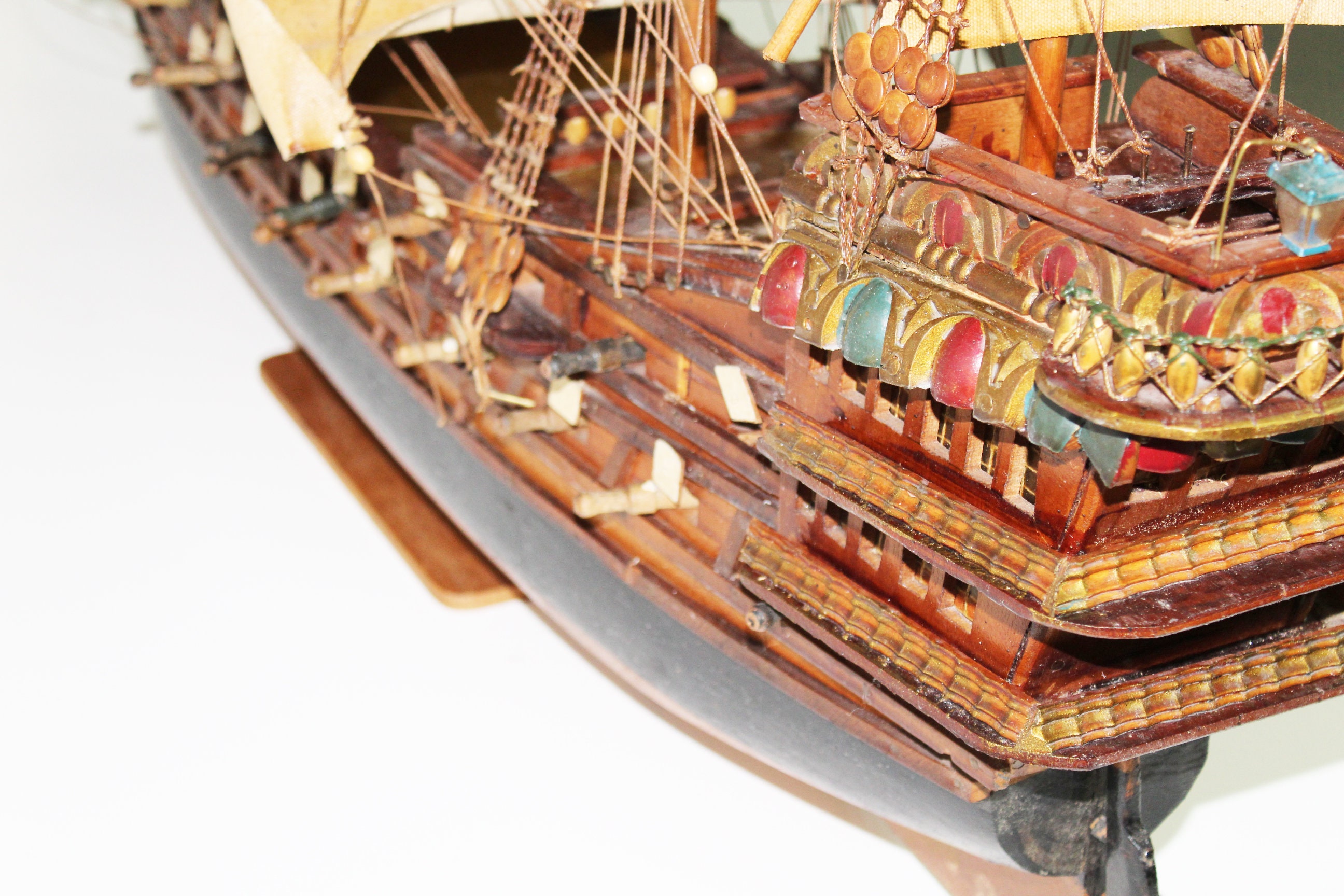 Ancient Sailing Ship, Handcrafted Vintage Ship With Light 1930/60 ...
