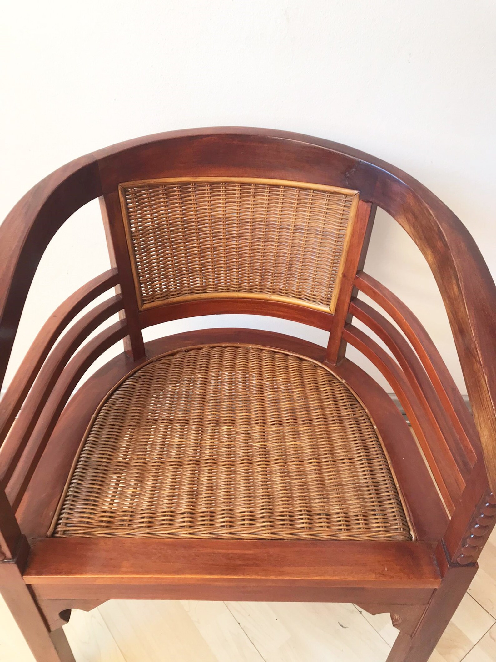 Study Armchair, Vintage Dutch Colonial Style Chair in Solid Wood and ...