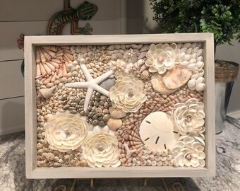 Seashell Wall Decor Mosaic Seashell Art Sea Glass Art Coastal Wall ...