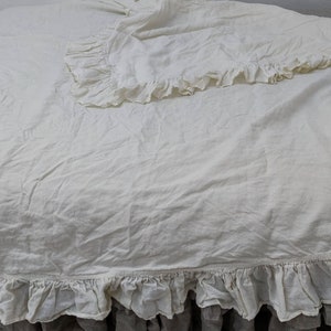 Linen Ruffled Sheet Flat Sheet Flax Cal King Queen Full Long Double ...