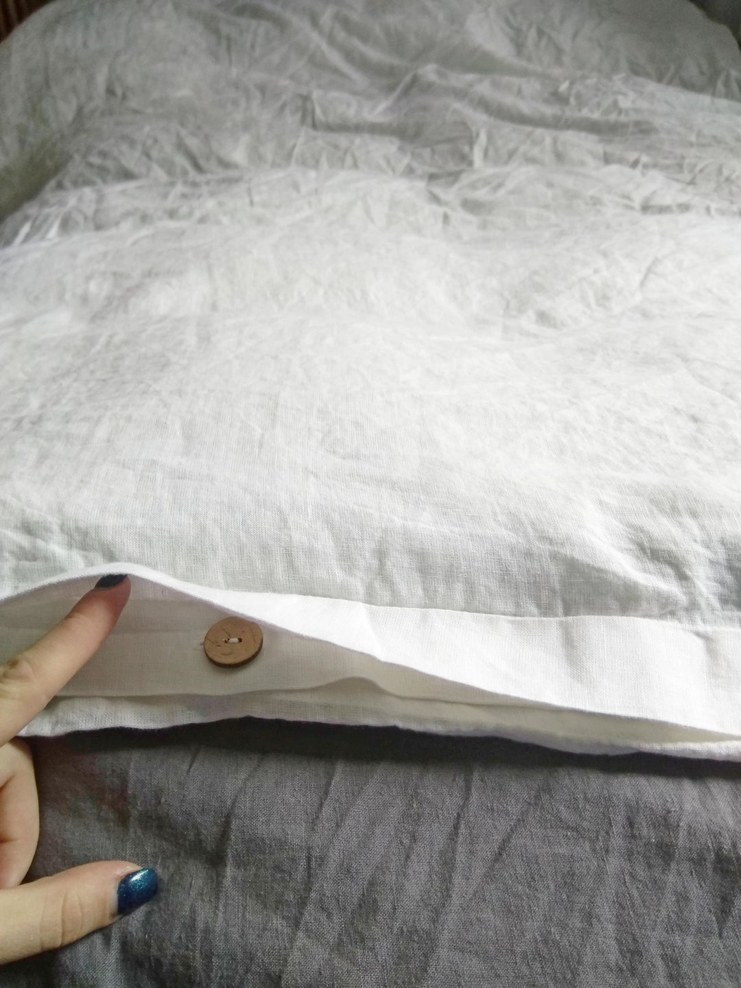 Organic Linen Duvet Cover With Hidden Buttons. Comforter Cover. Queen ...