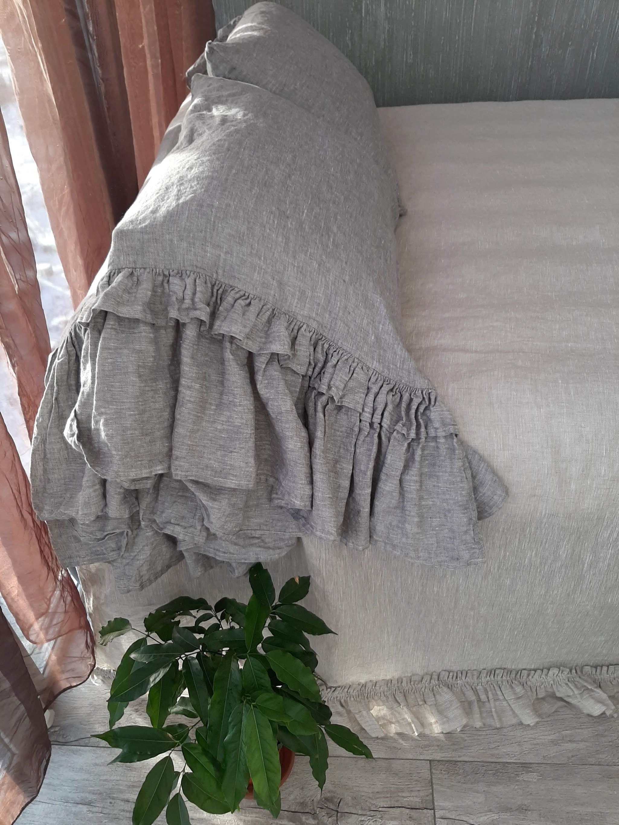 Organic Linen Double Ruffled Pillowcase Frill Pillow Sham Slip - Etsy