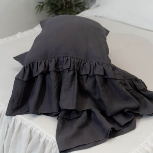 Linen Pillow Sham With Double Ruffle. Organic Linen. Ruffle Pillow ...