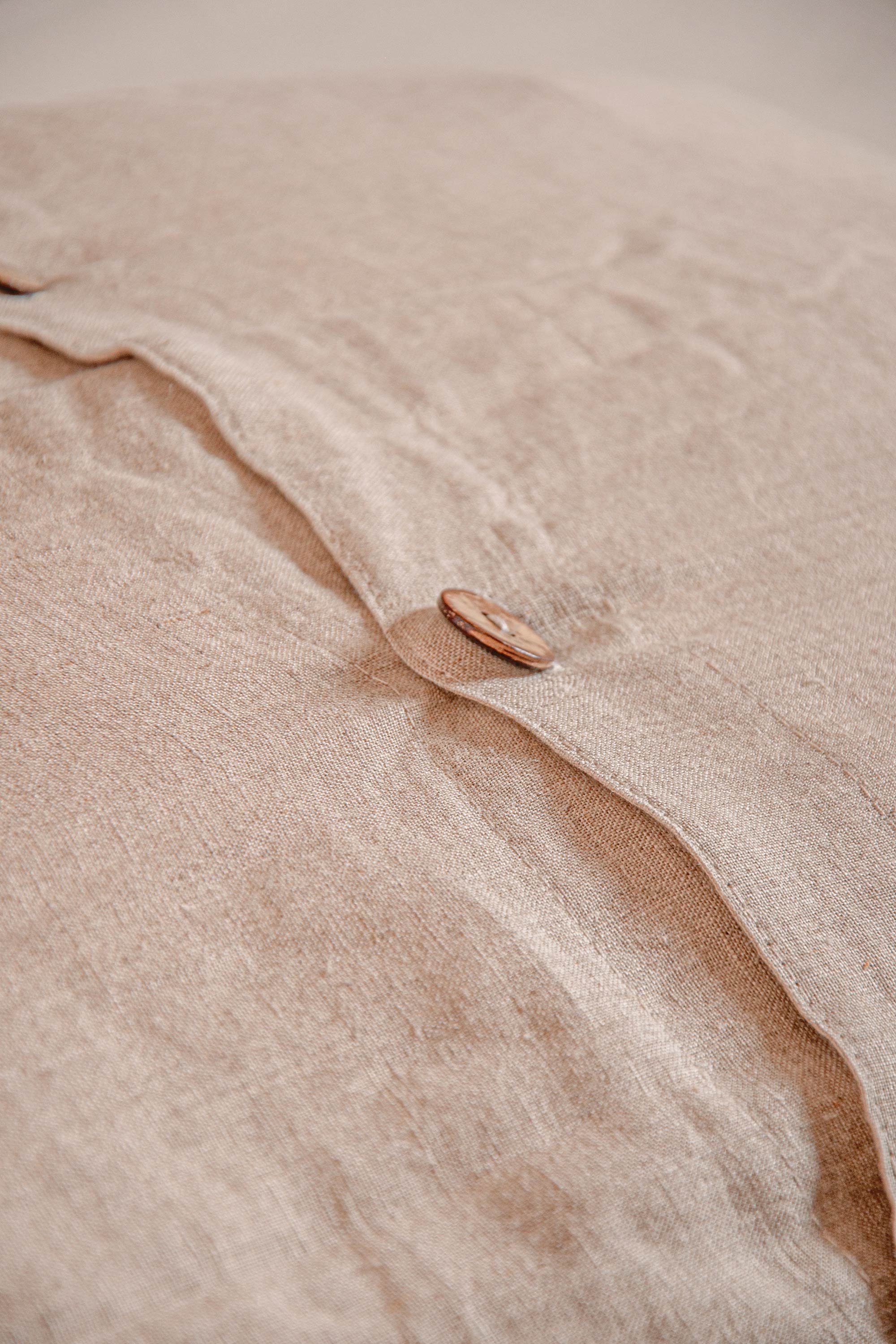 Pure Linen Pillowcase With Buttons: Natural Pillow Sham, Organic Flax ...