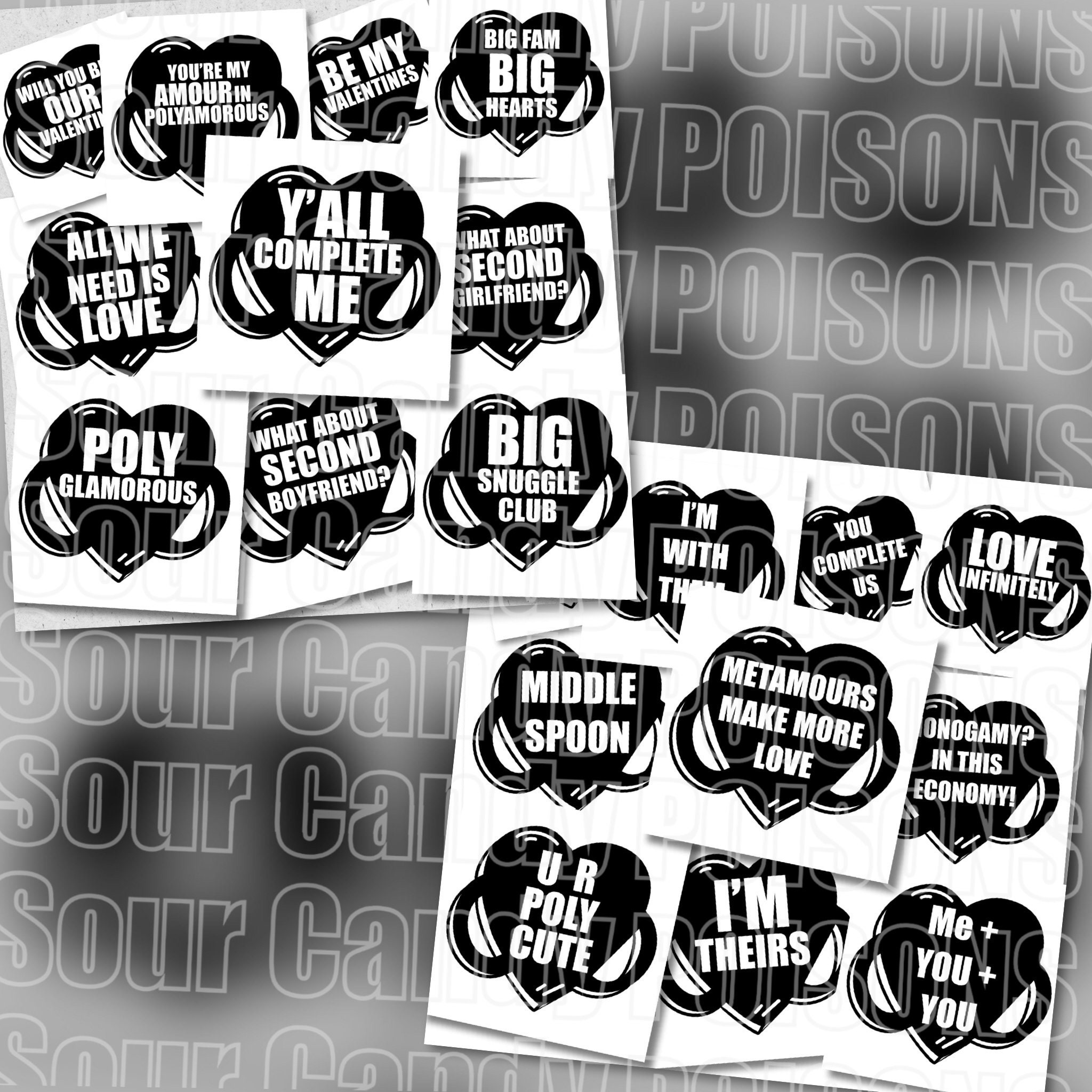 20 Sticker Pack: Poly Quote Heart Stickers, Poly Stickers, Poly Love ...