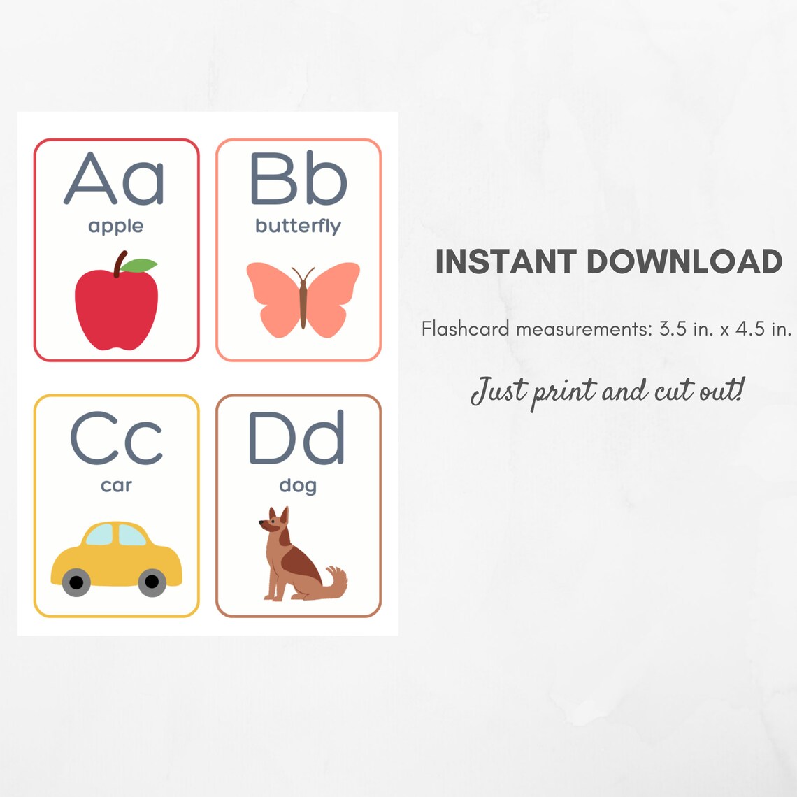 Printable Alphabet Flashcards: Educational ABC Cards (digital Download ...