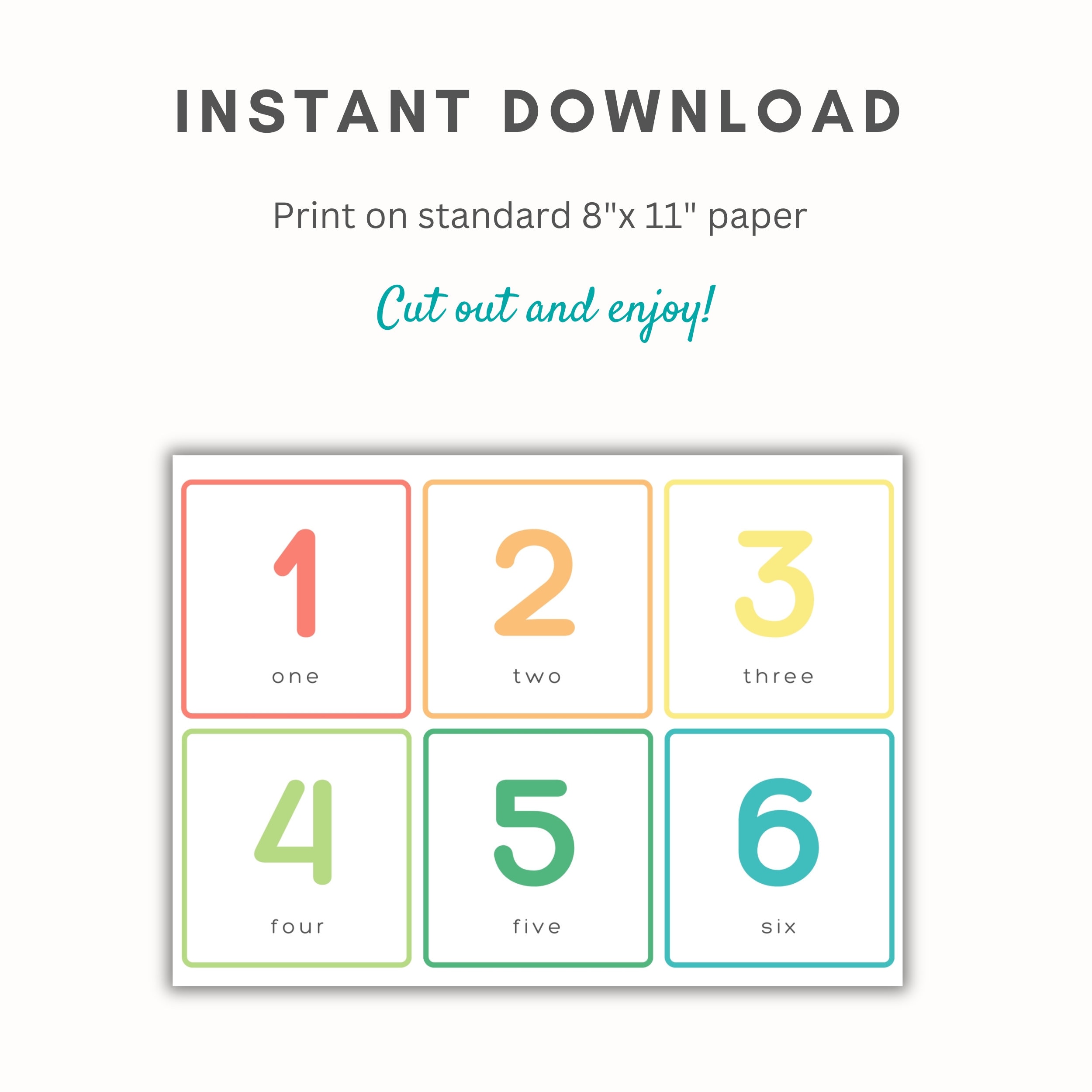 Printable Numbers 1-20 Flashcards: Neutral Colors, Preschool Learning ...