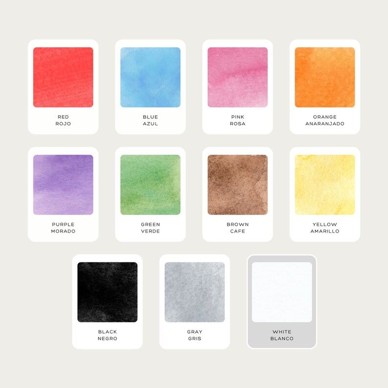 Printable Colors Flashcards, English and Spanish Flashcards, Preschool ...