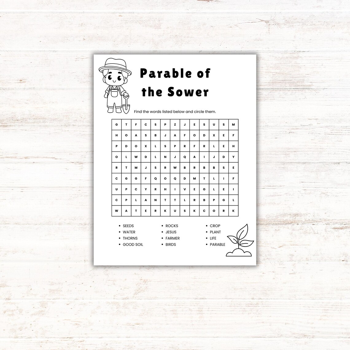 Parable of the Sower Bible Worksheets: Kids Sunday School (PDF Pattern ...