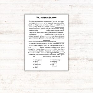 Parable of the Sower Bible Worksheets: Kids Sunday School (PDF Pattern ...