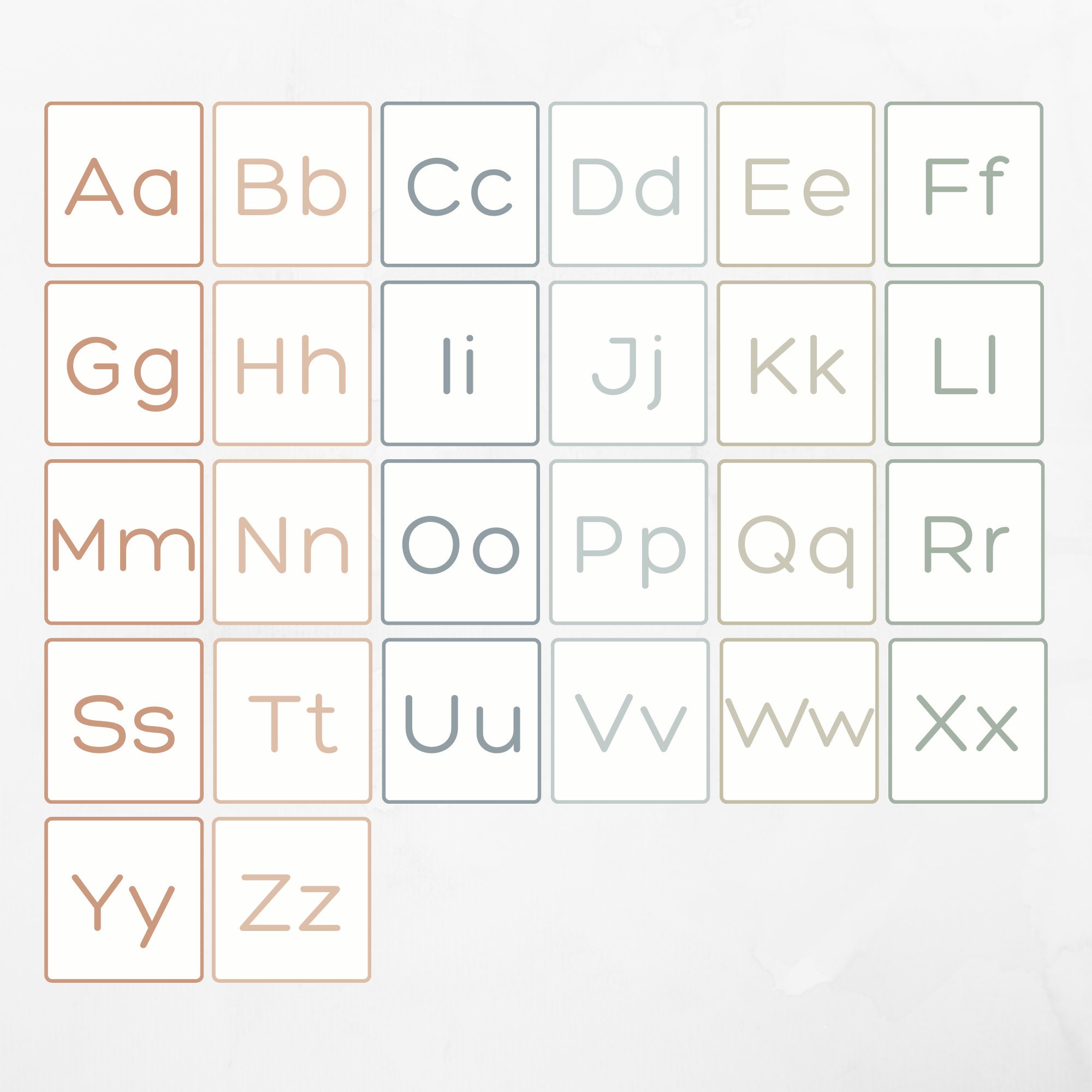 Printable Alphabet Flashcards: Neutral Colors, ABC Learning (digital ...