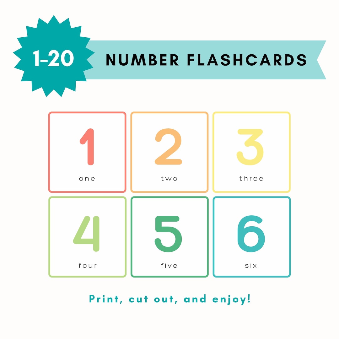 Printable Numbers 1-20 Flashcards: Neutral Colors, Preschool Learning ...