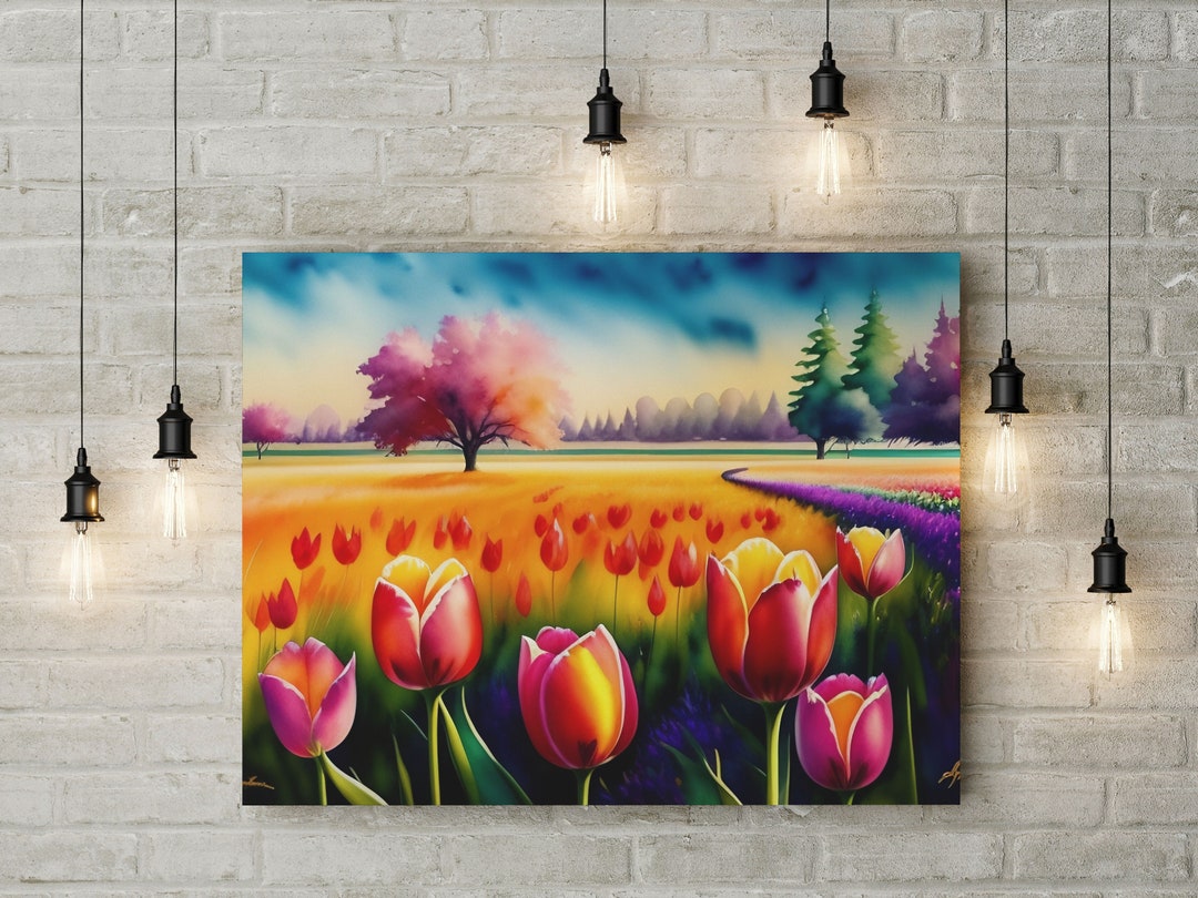 Tulip Field Canvas Art Print, Floral Home Decor - Etsy