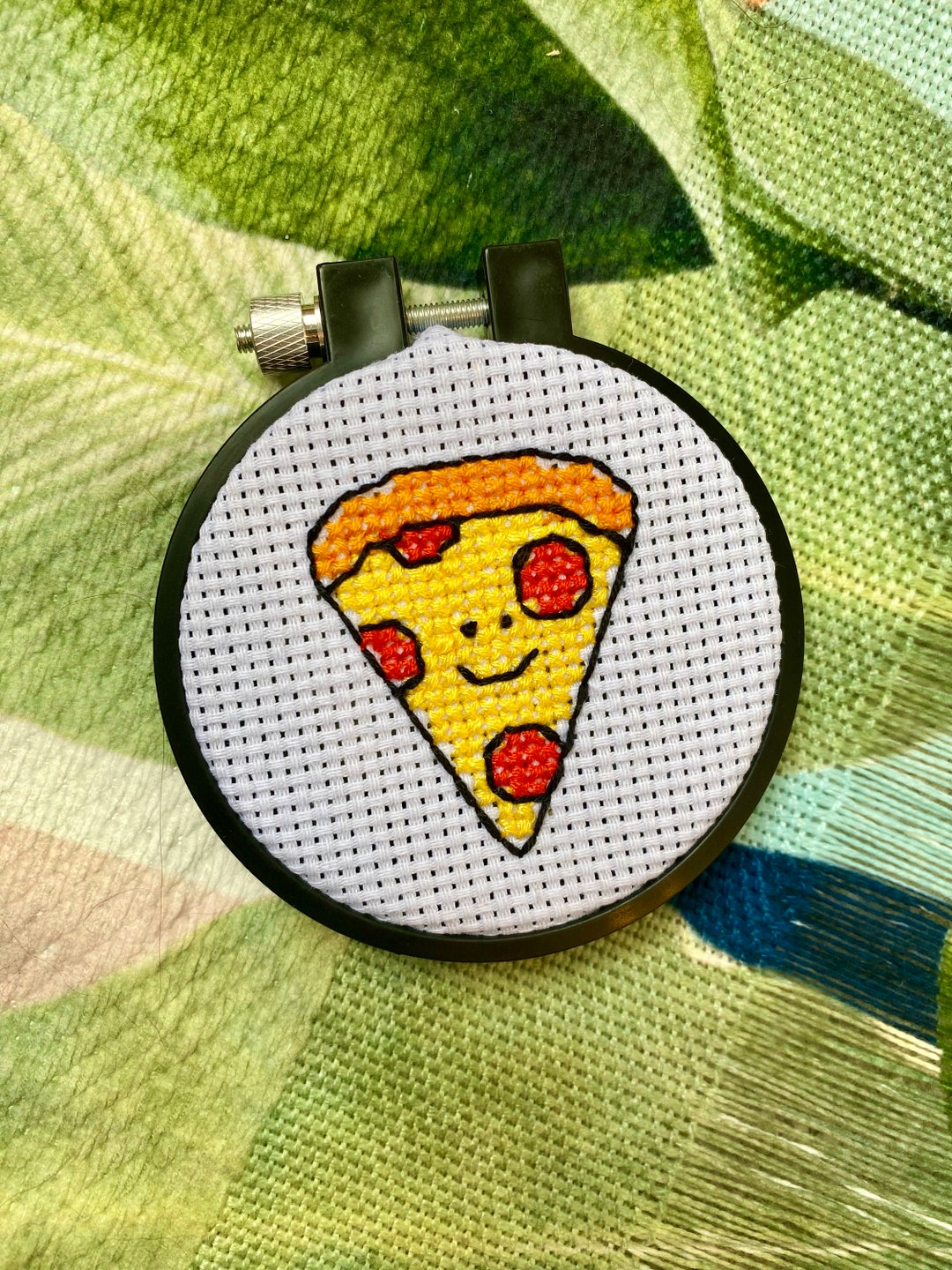 Pizza Mini Cross-stitch - Etsy